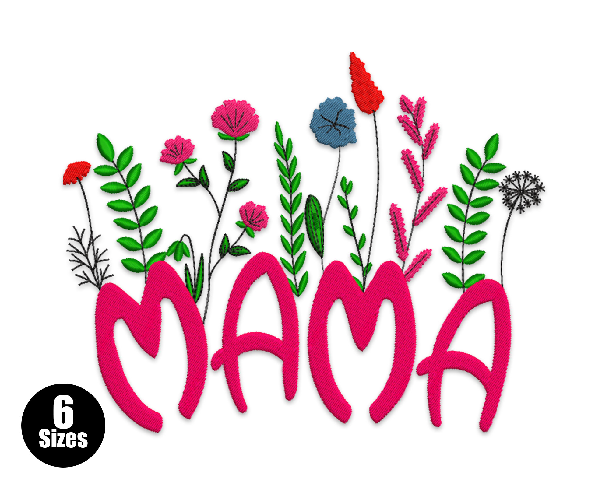 Premium MAMA Floral Embroidery Design