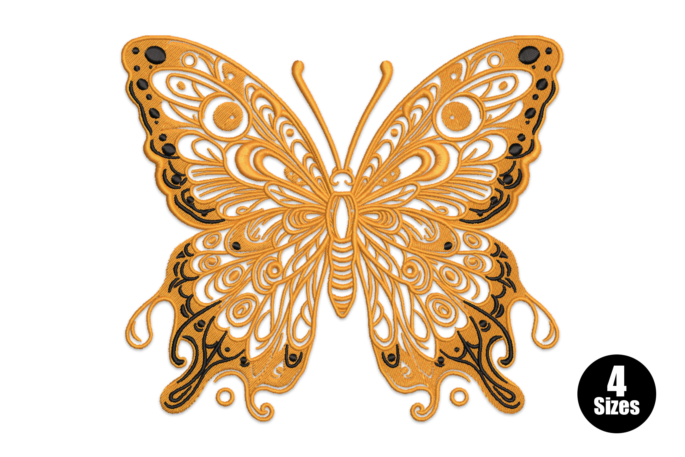 Premium Ornamental Butterfly Embroidery Design