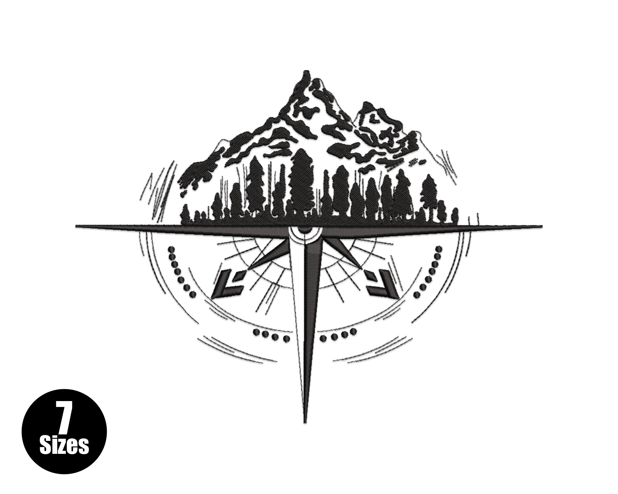 Premium Quality Mountain Compass Embroidery Design
