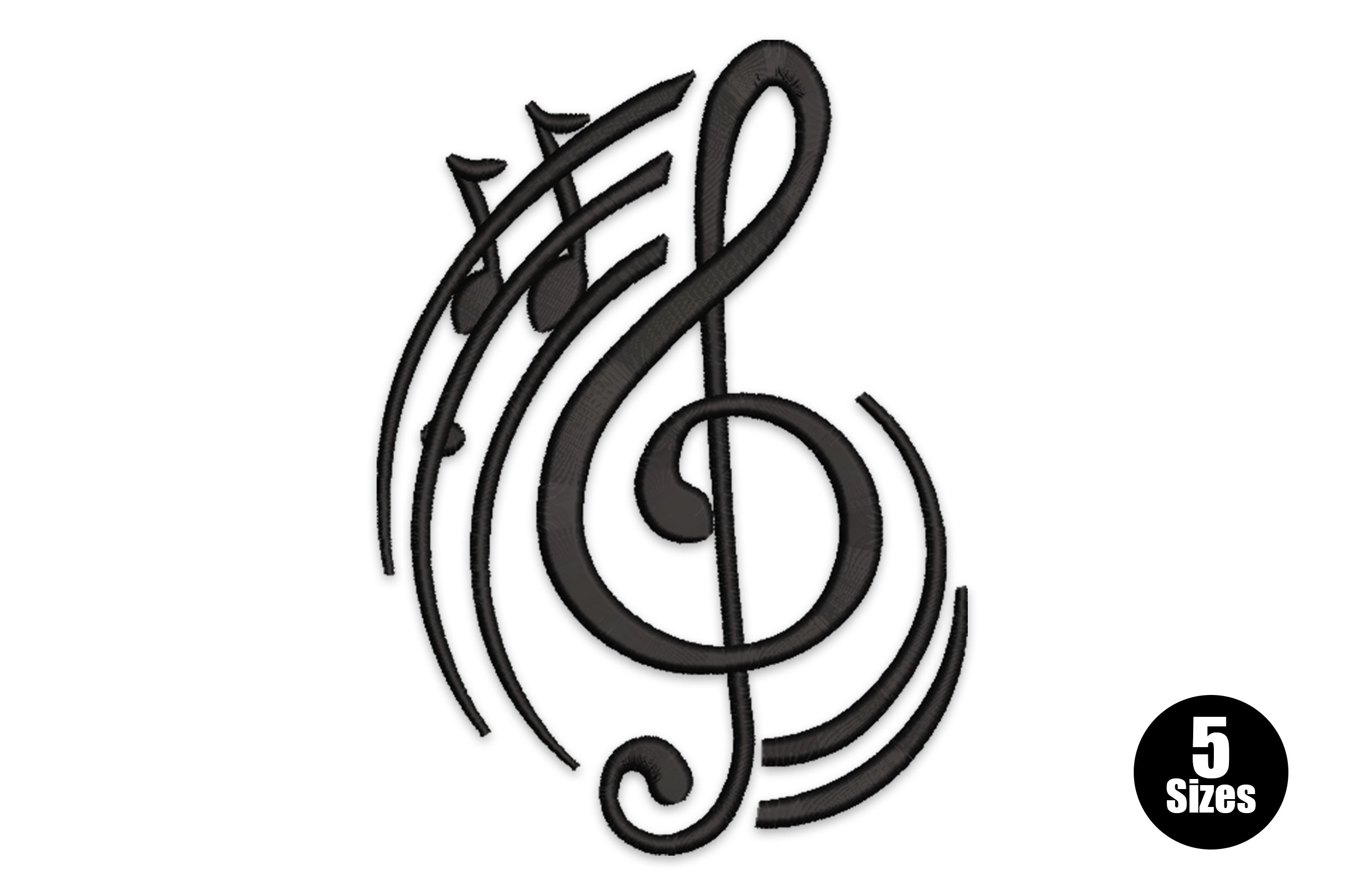Premium Quality Musical Treble Clef Embroidery Design