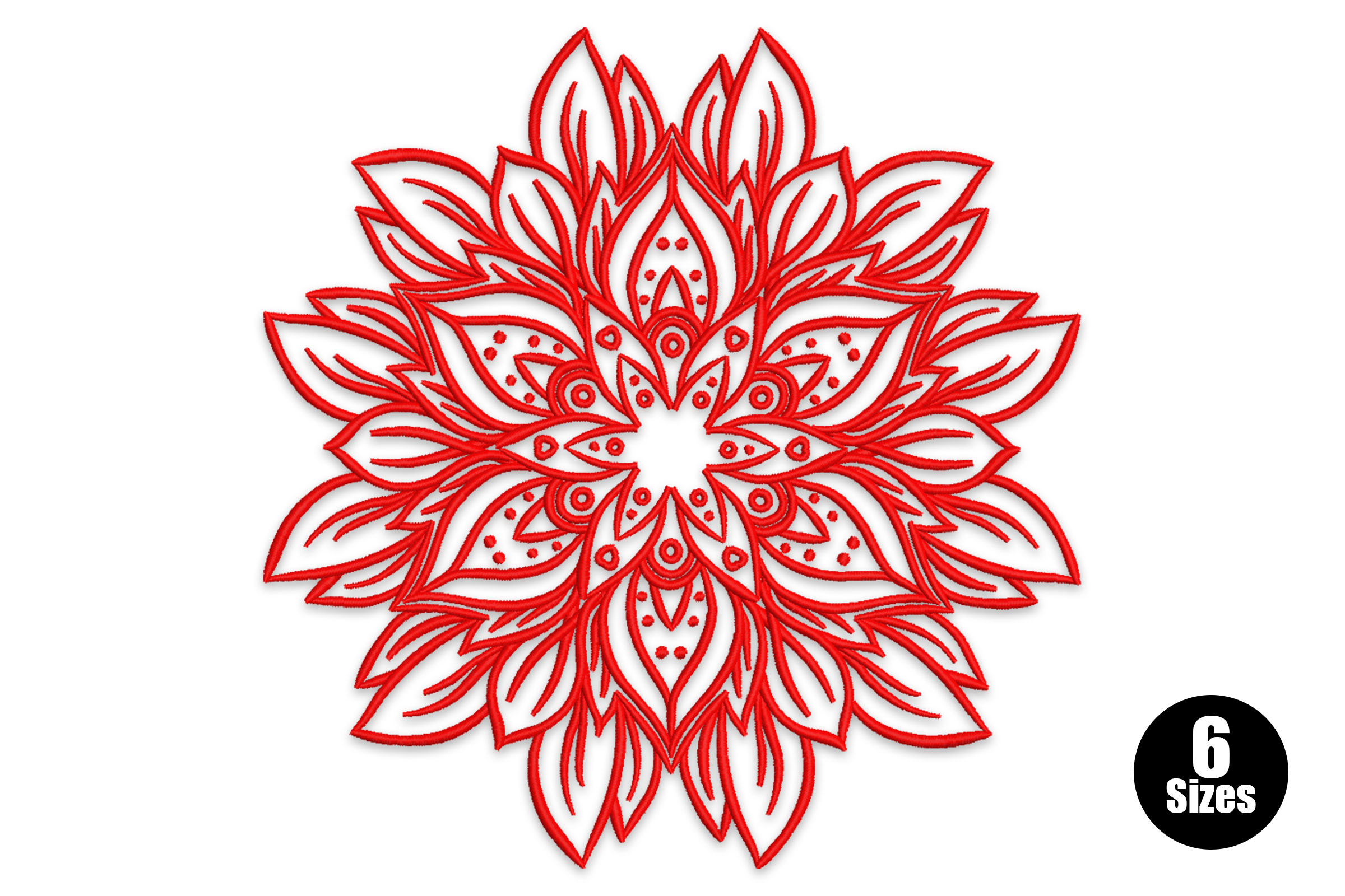 Premium Red Petal Pattern Mandala Flower Embroidery Design