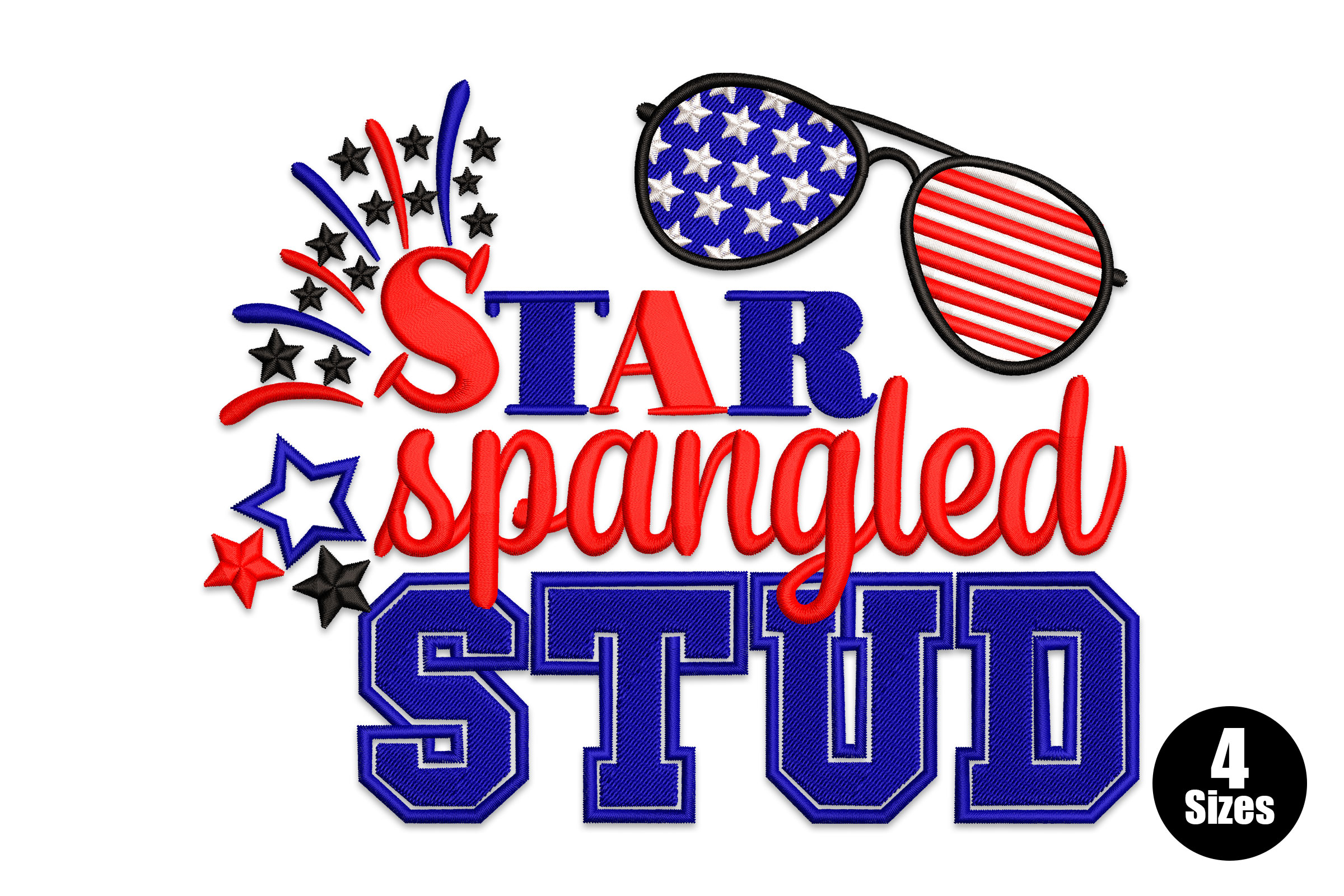 Free Premium Star Spangled Stud Embroidery Design