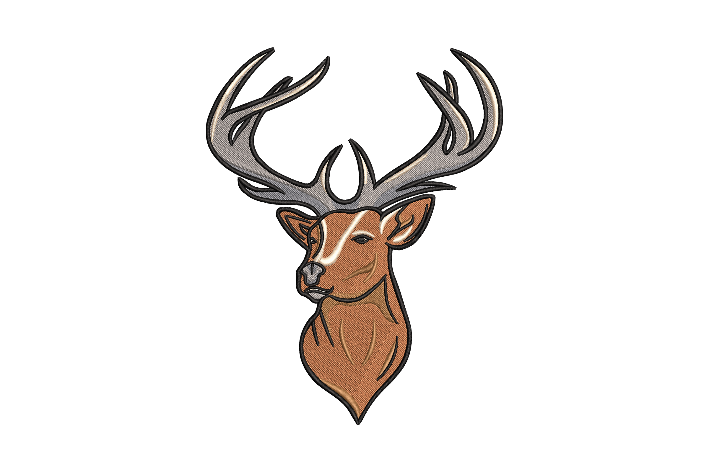 Realistic Deer Buck Head Embroidery Design