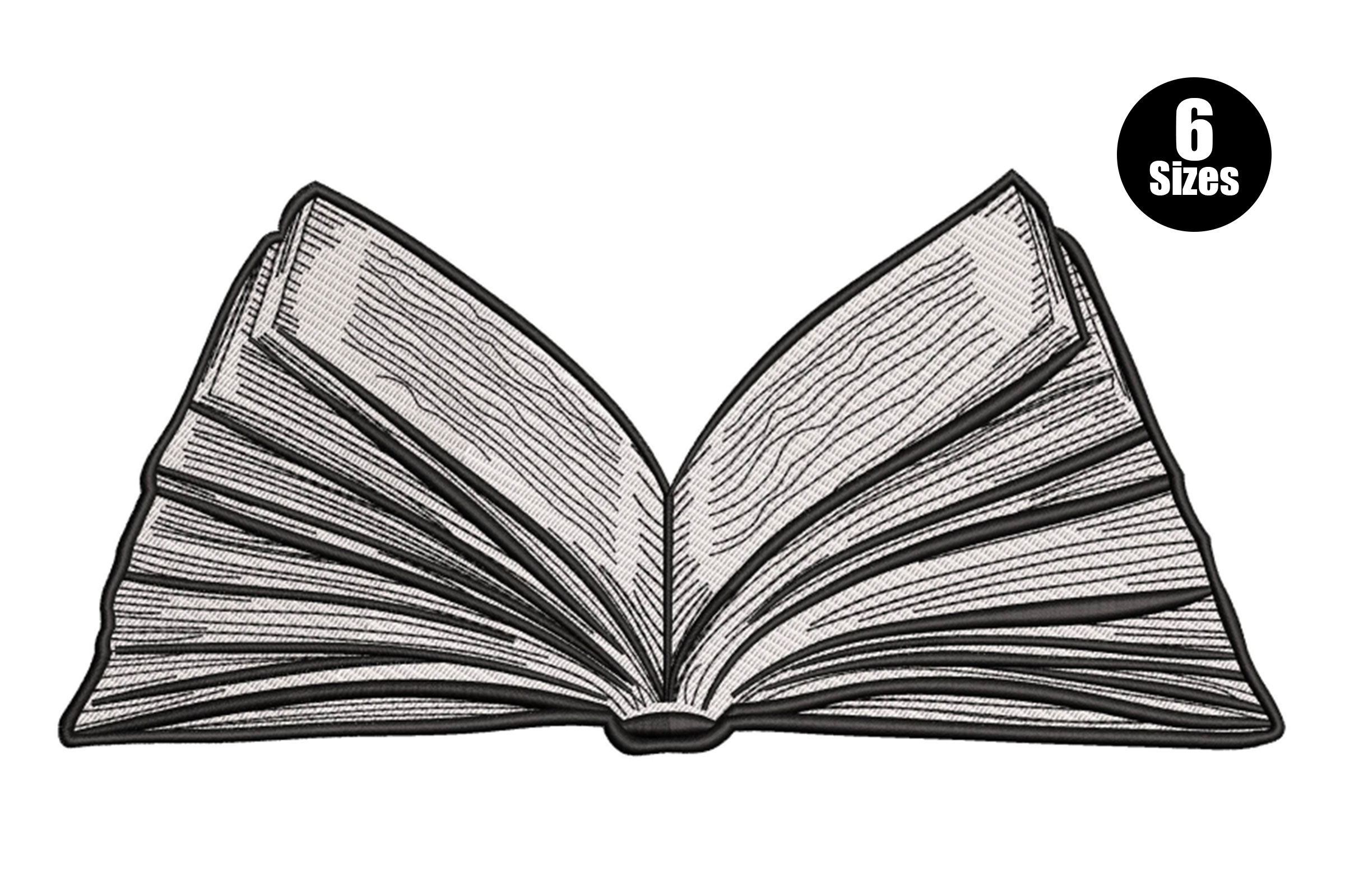 Realistic Open Book Embroidery Design
