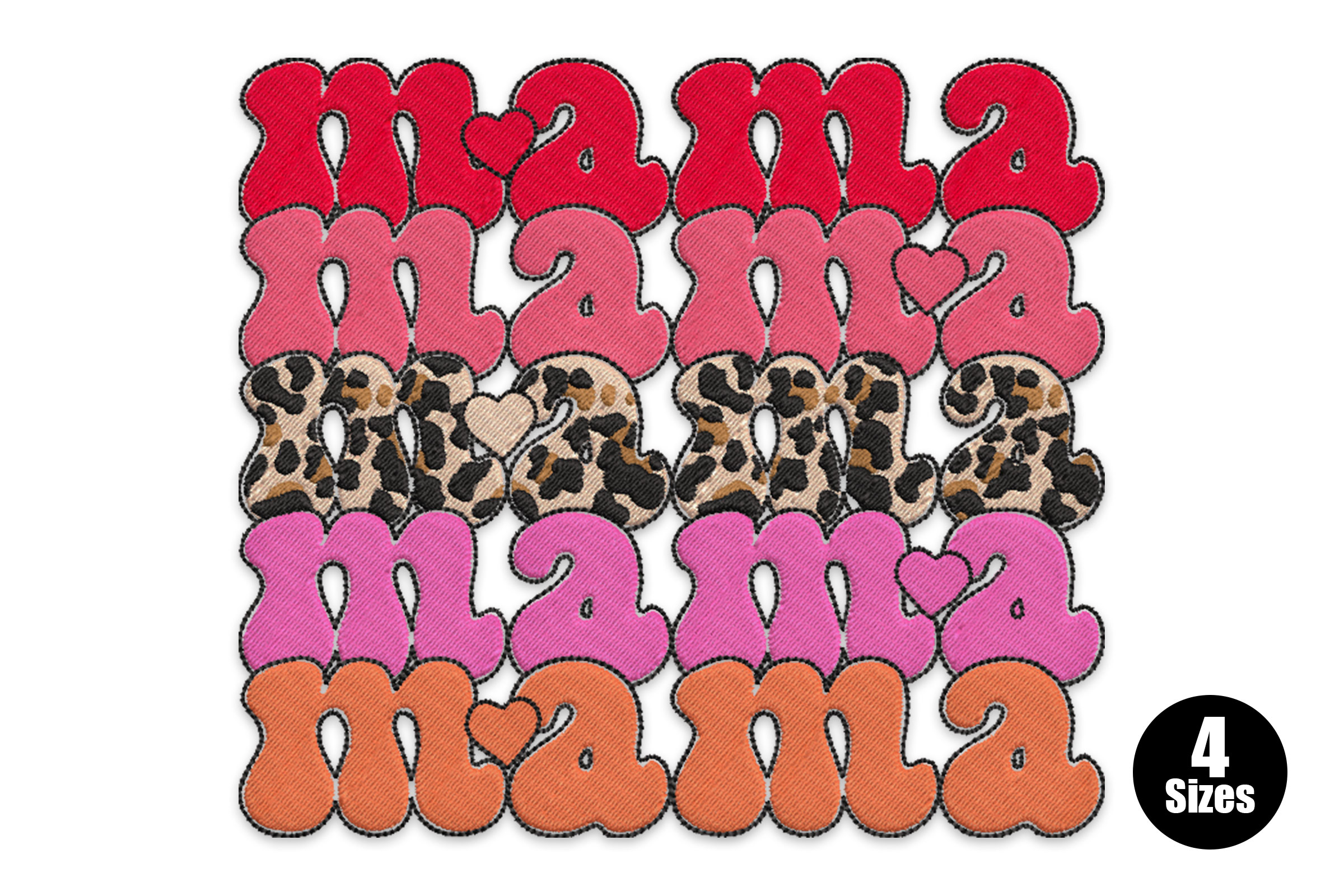 Retro Stacked Mama Embroidery Design