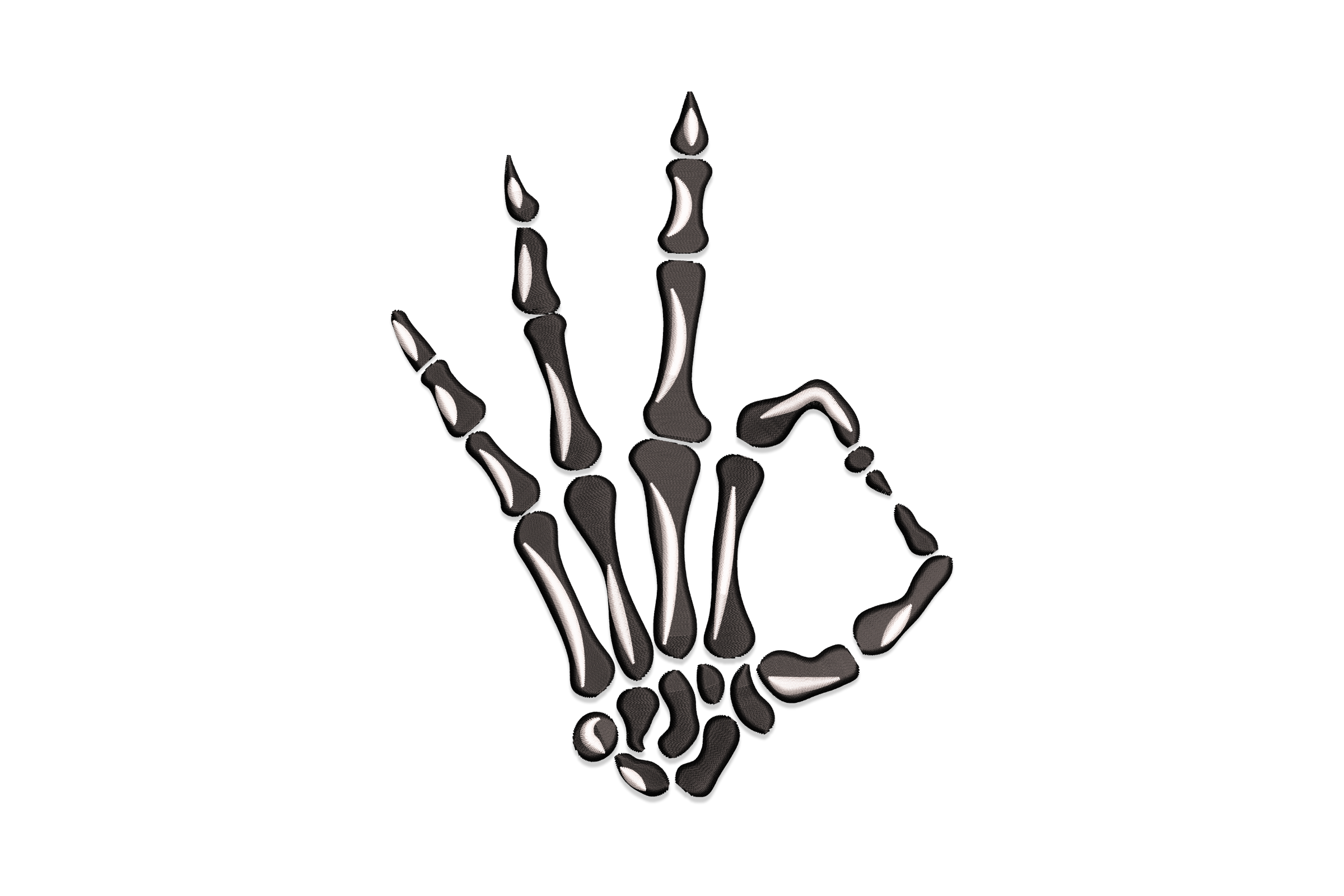 Skeleton Hand Peace Sign Embroidery Design