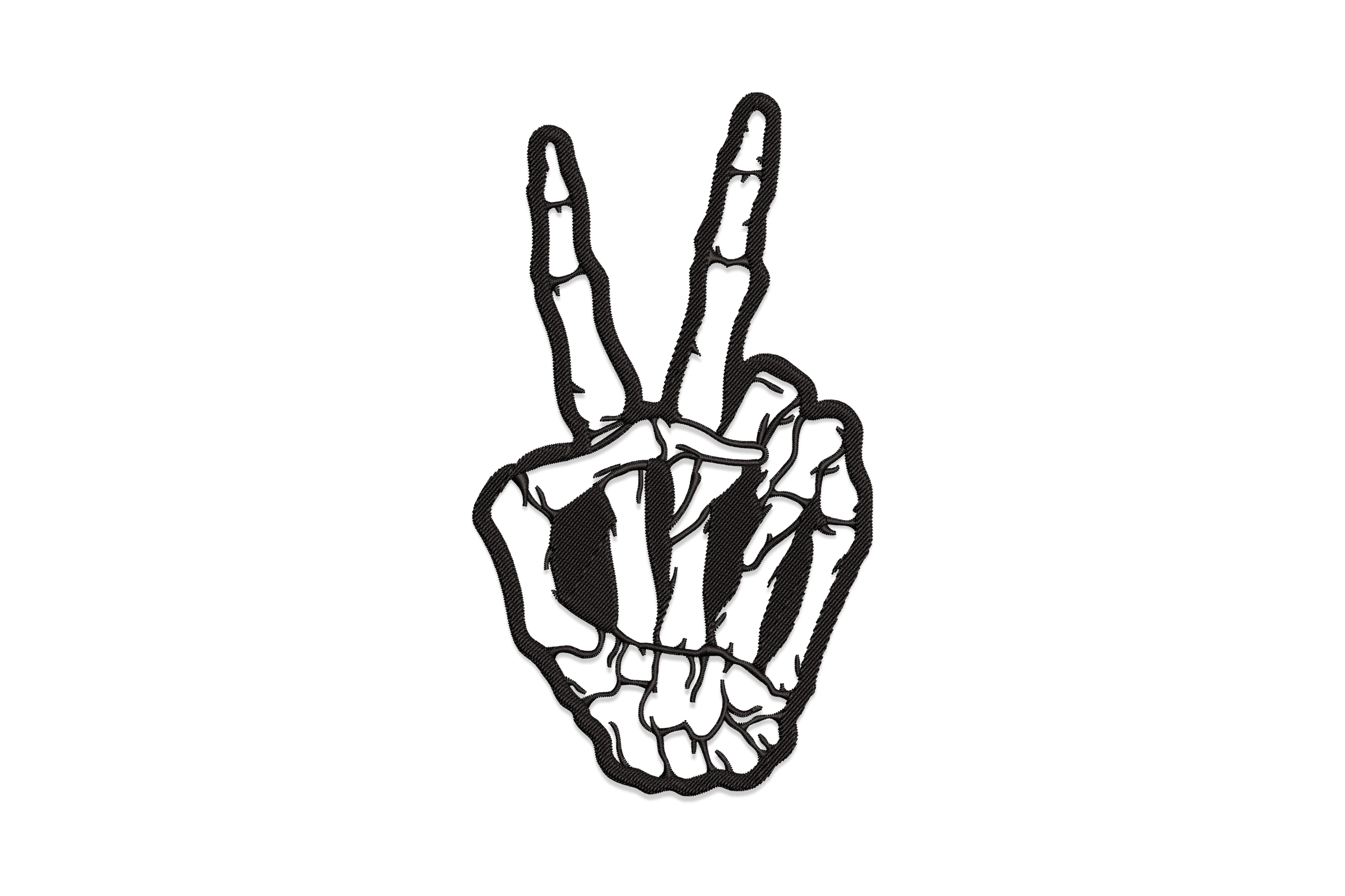 Skeleton Peace Hand Sign Embroidery Design