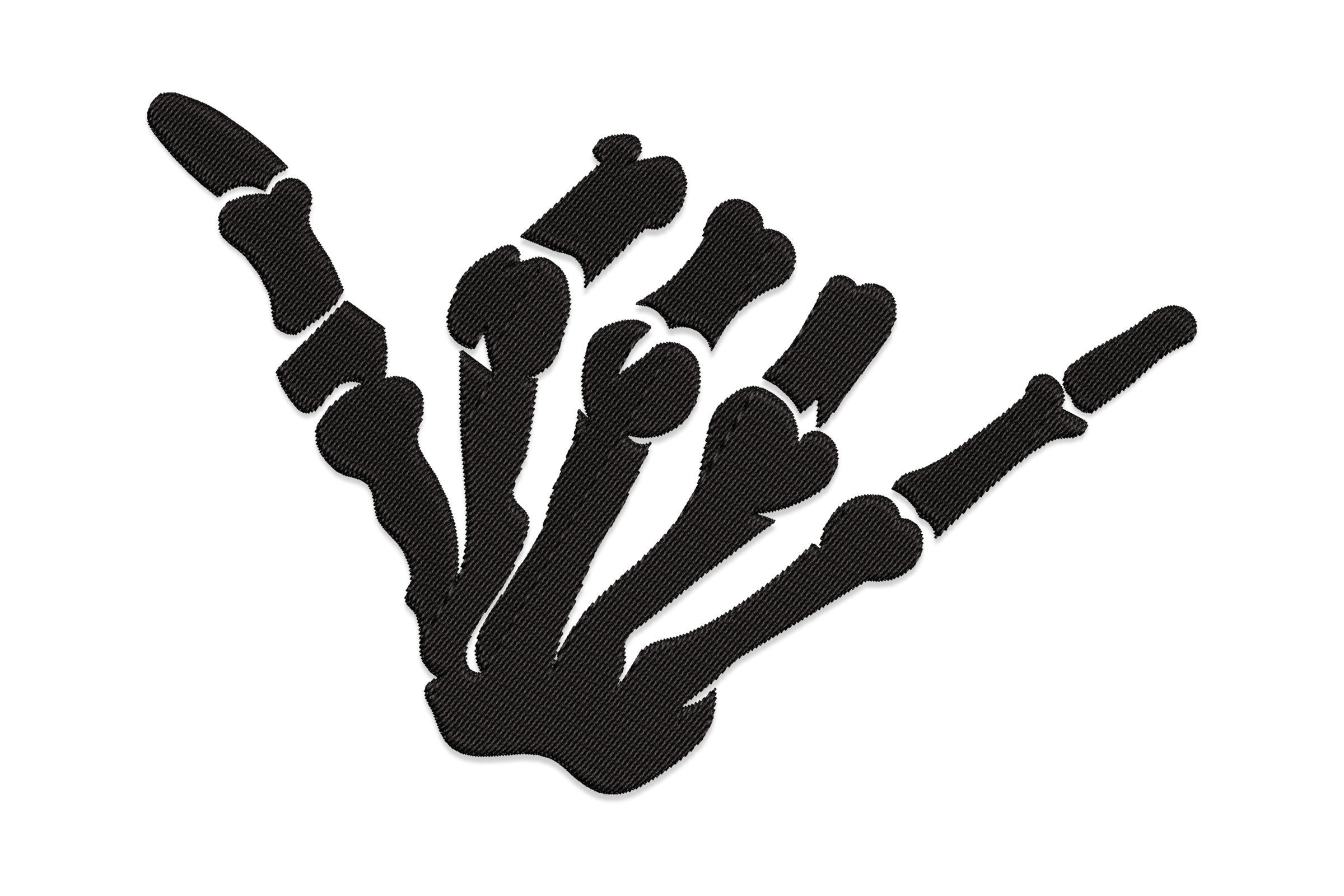 Skeleton Rock Hand Sign Embroidery Design