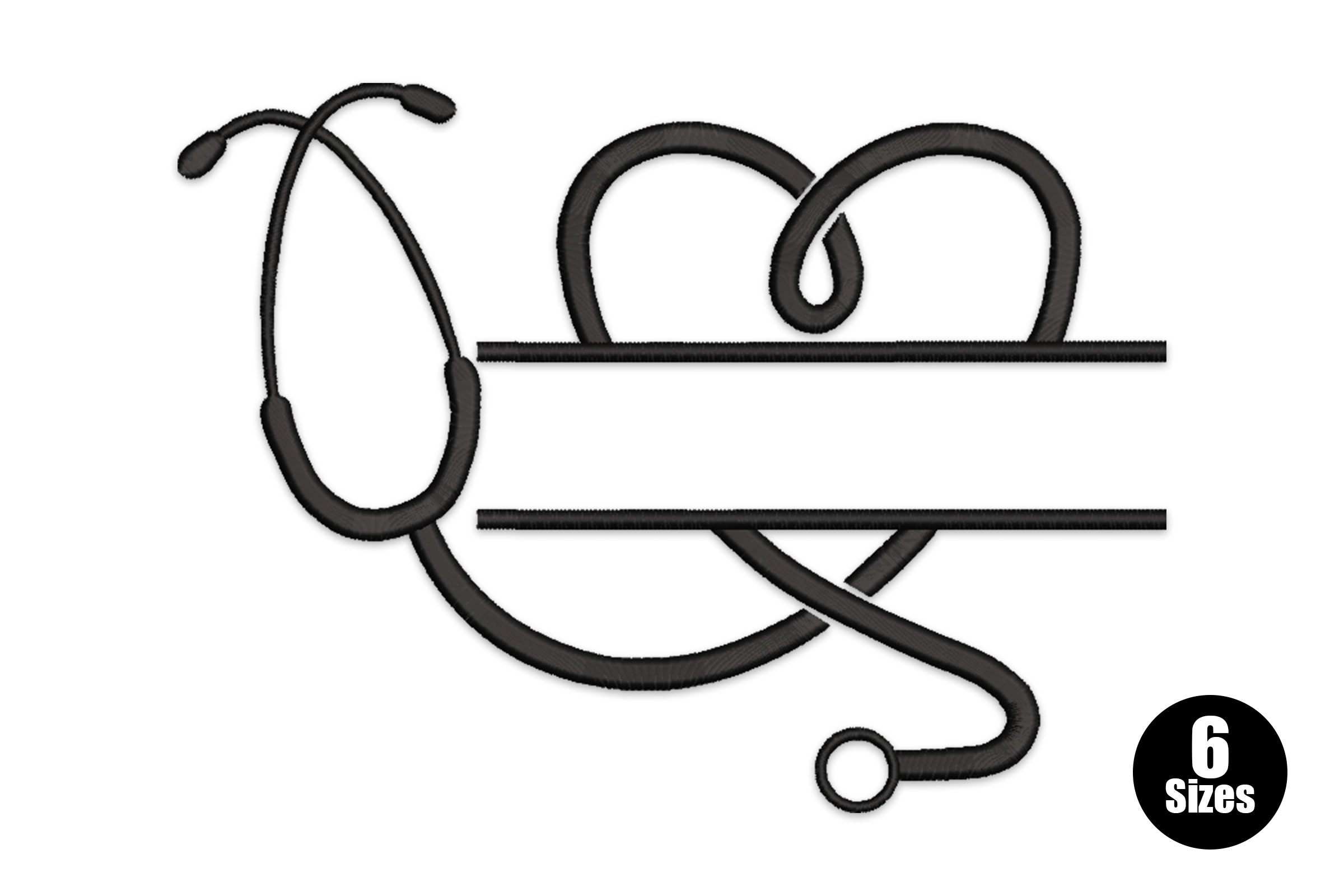 Stethoscope Heart Monogram Embroidery Design