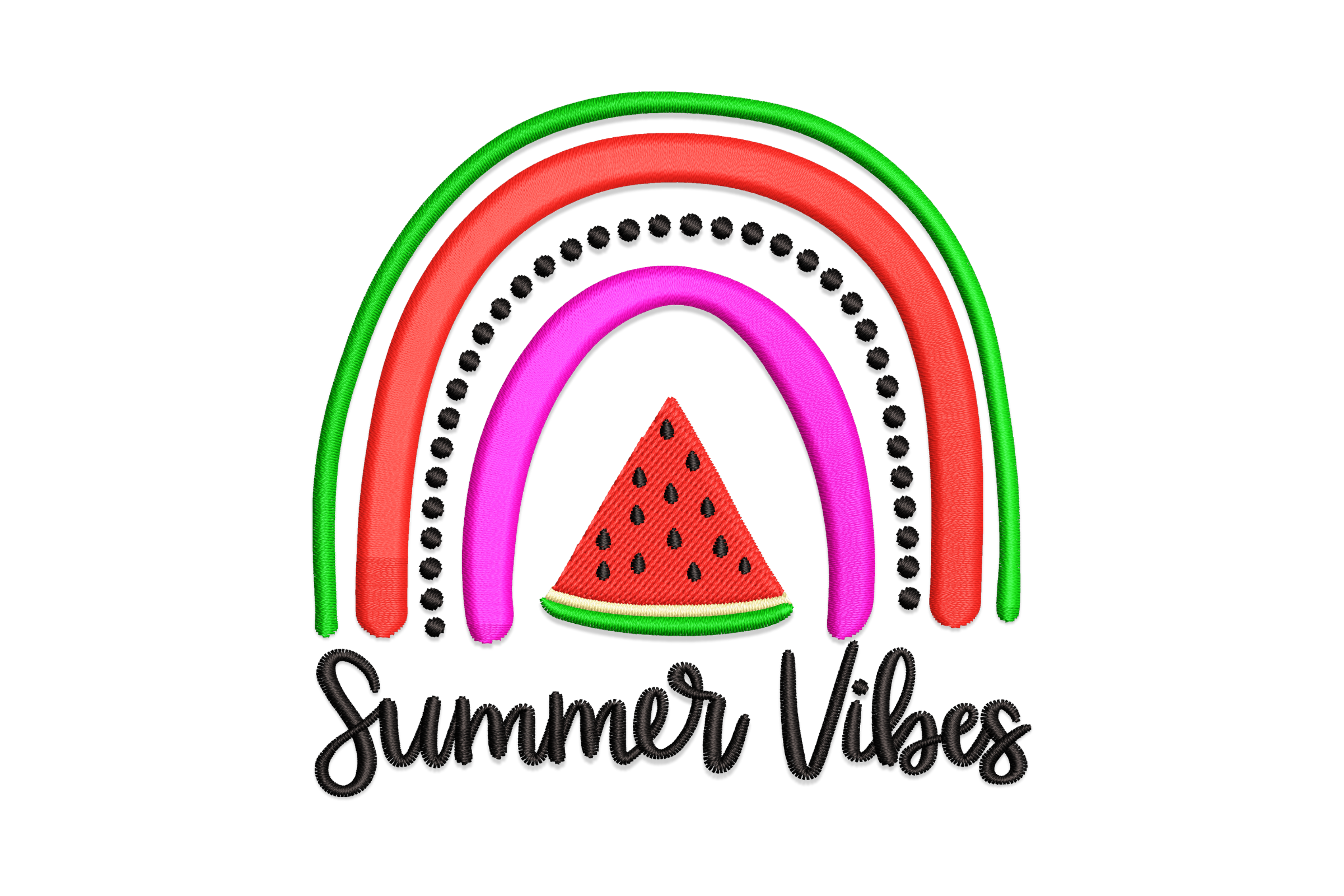 Summer Vibes Watermelon Rainbow Embroidery Design
