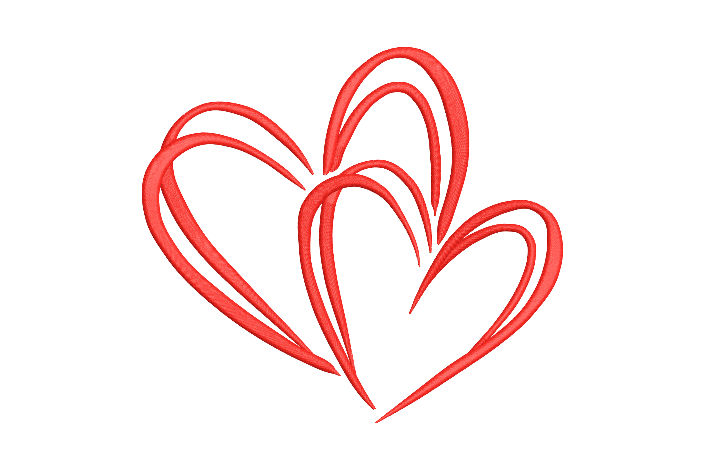 Free Three Overlapping Red Hearts Embroidery Design