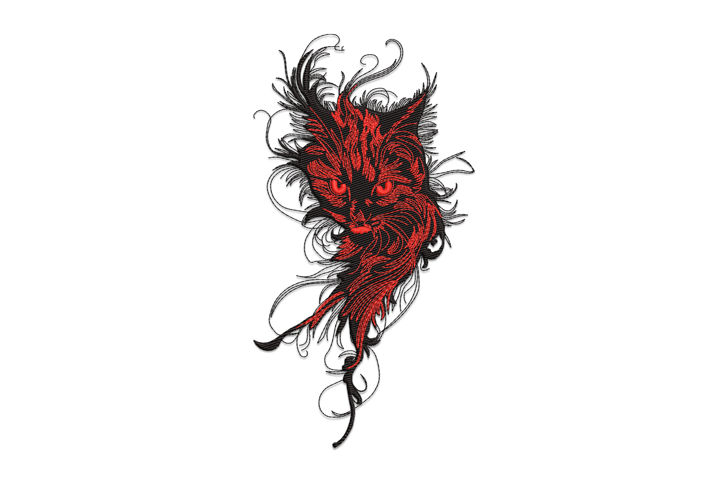 Free Abstract Red Cat Embroidery Design - Embroidery Lover