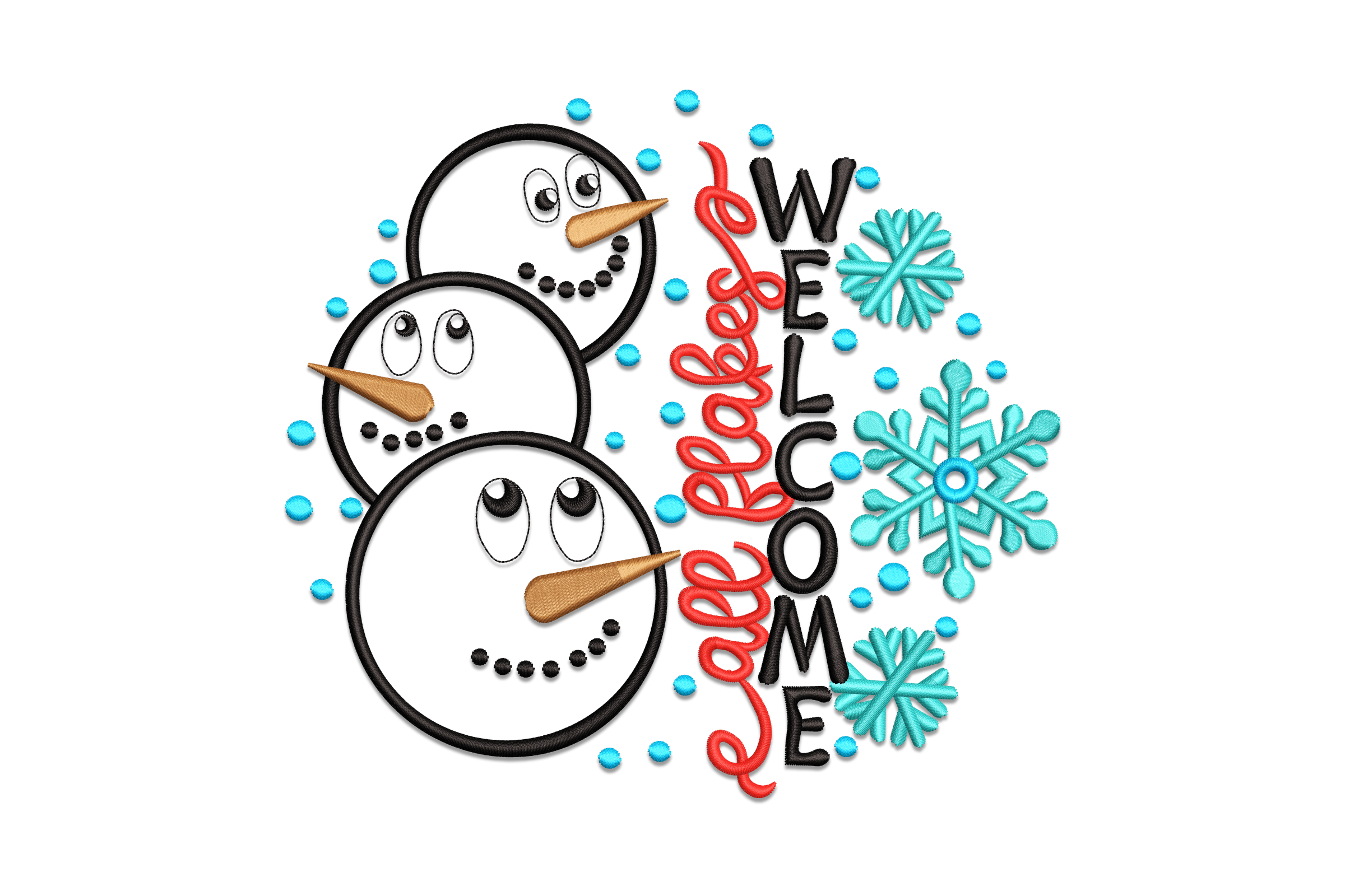 All Flakes Welcome Snowman Embroidery Design