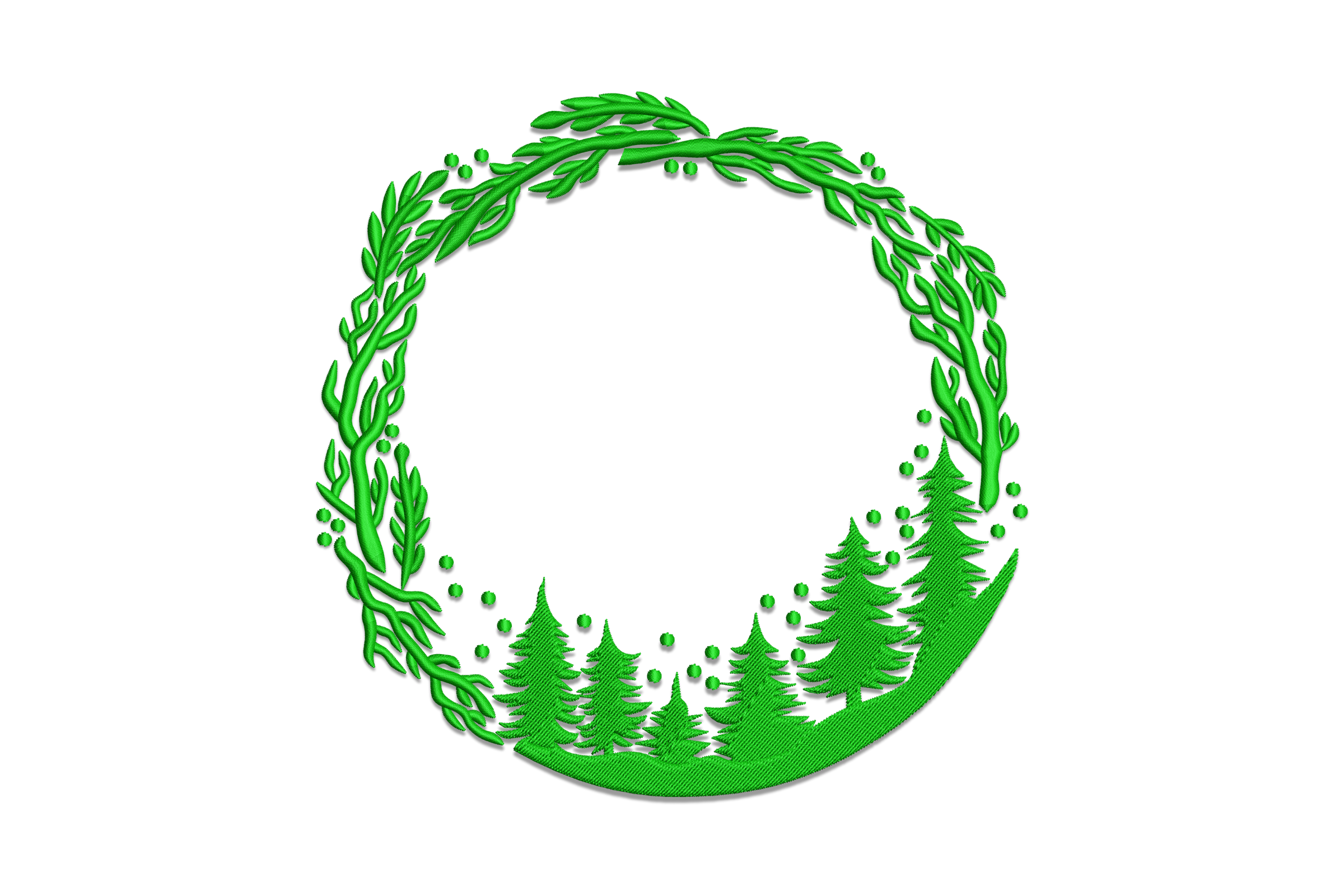 Free Christmas Forest Wreath Embroidery Design