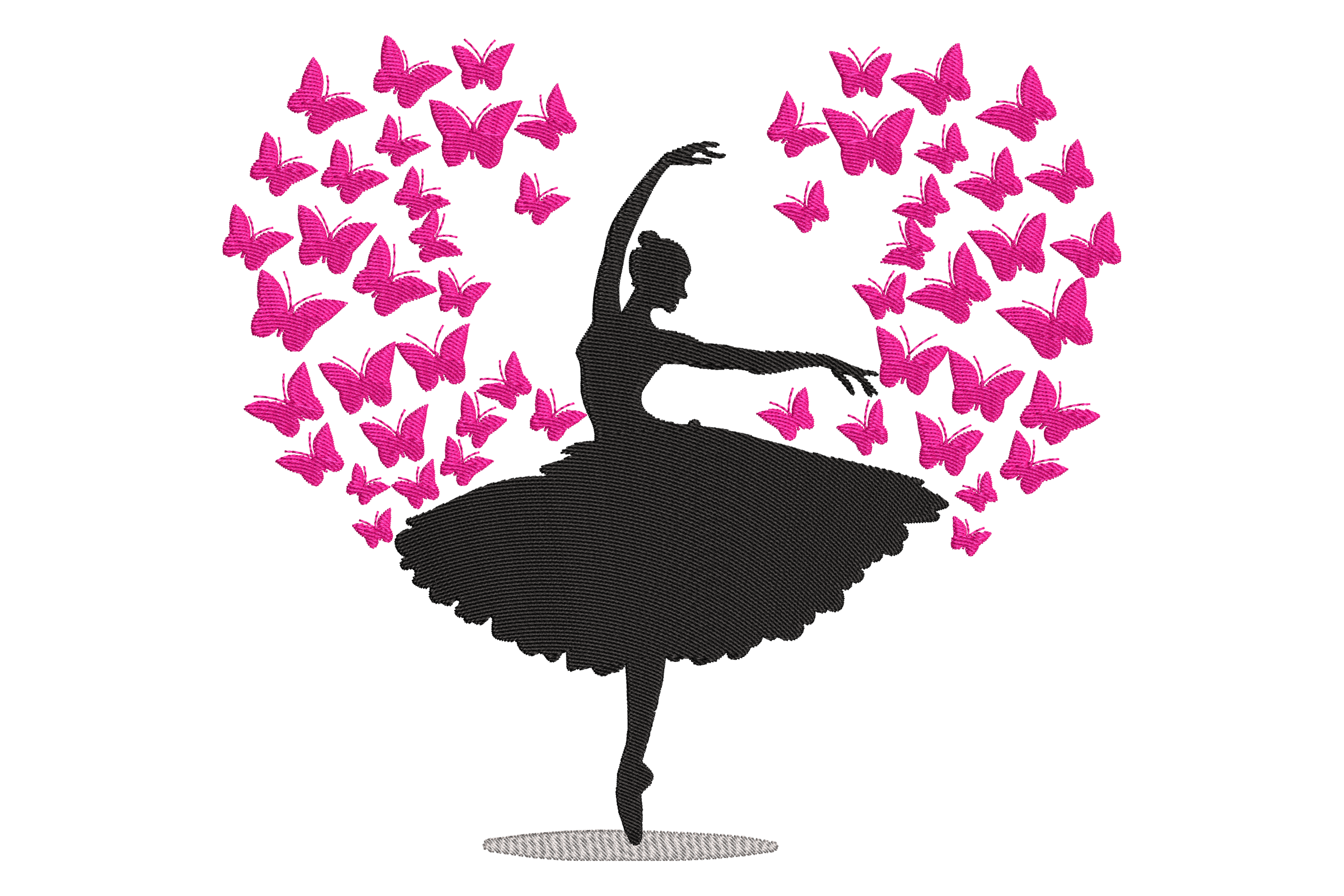 Free Ballet Dancer with Butterflies Embroidery Design