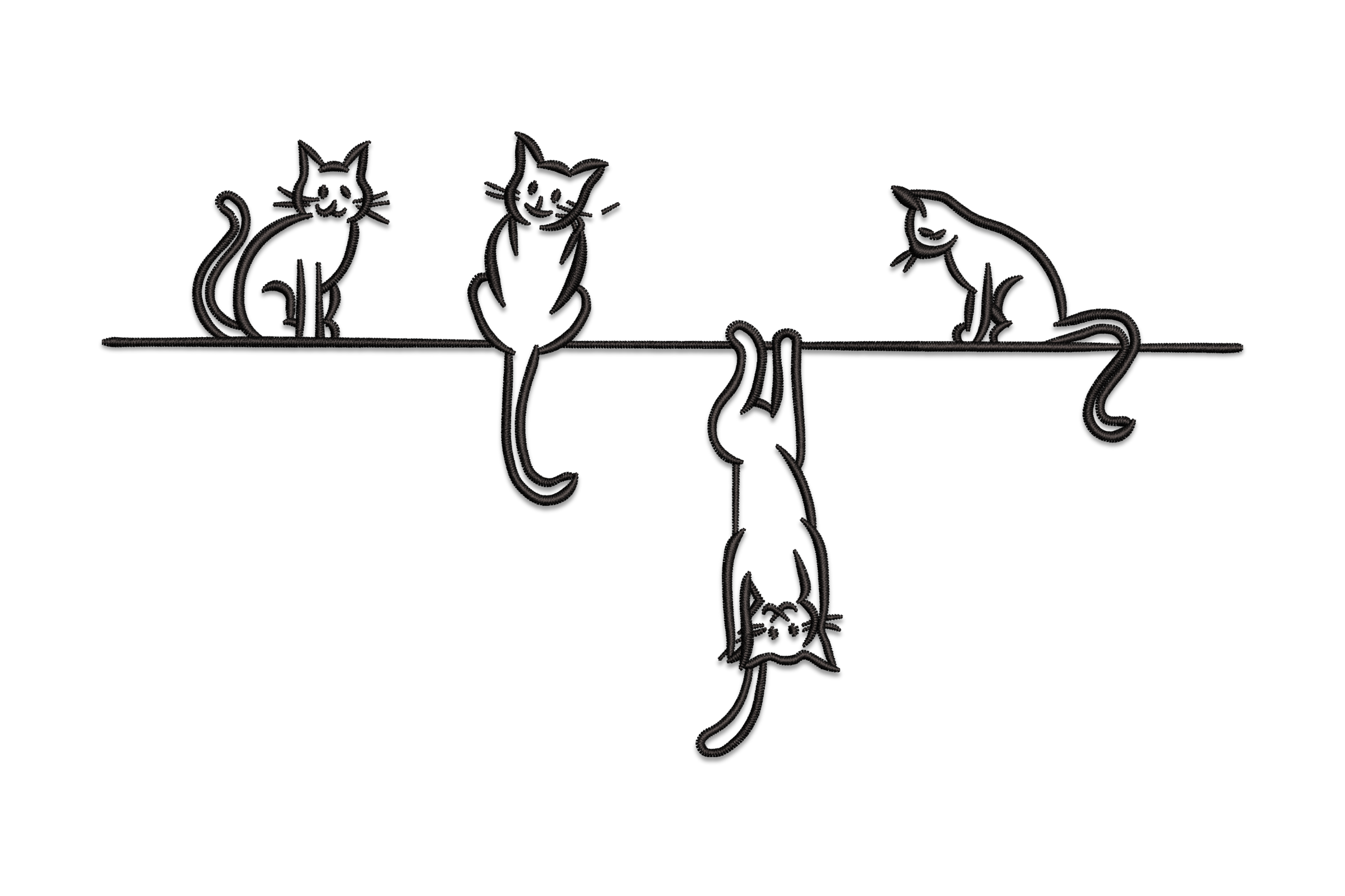 Free Cats on a Line Embroidery Design - Embroidery Lover