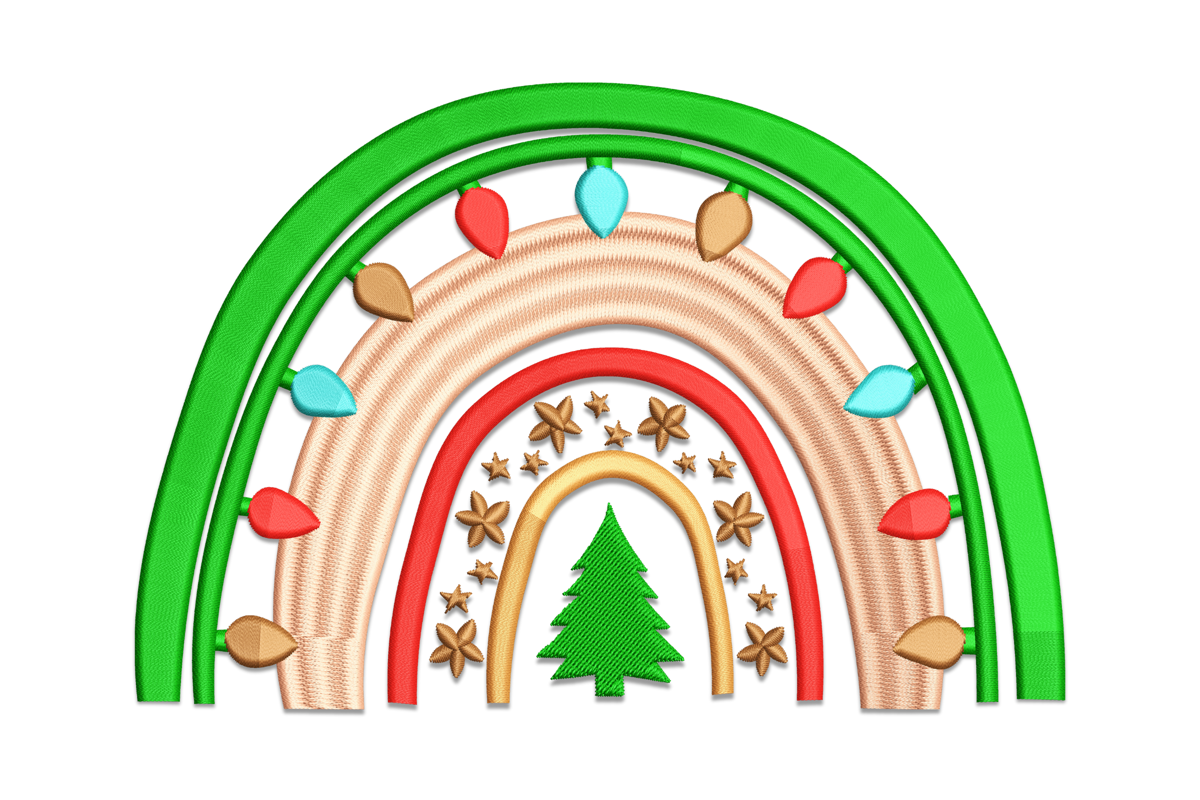 Christmas Boho Rainbow Embroidery Design