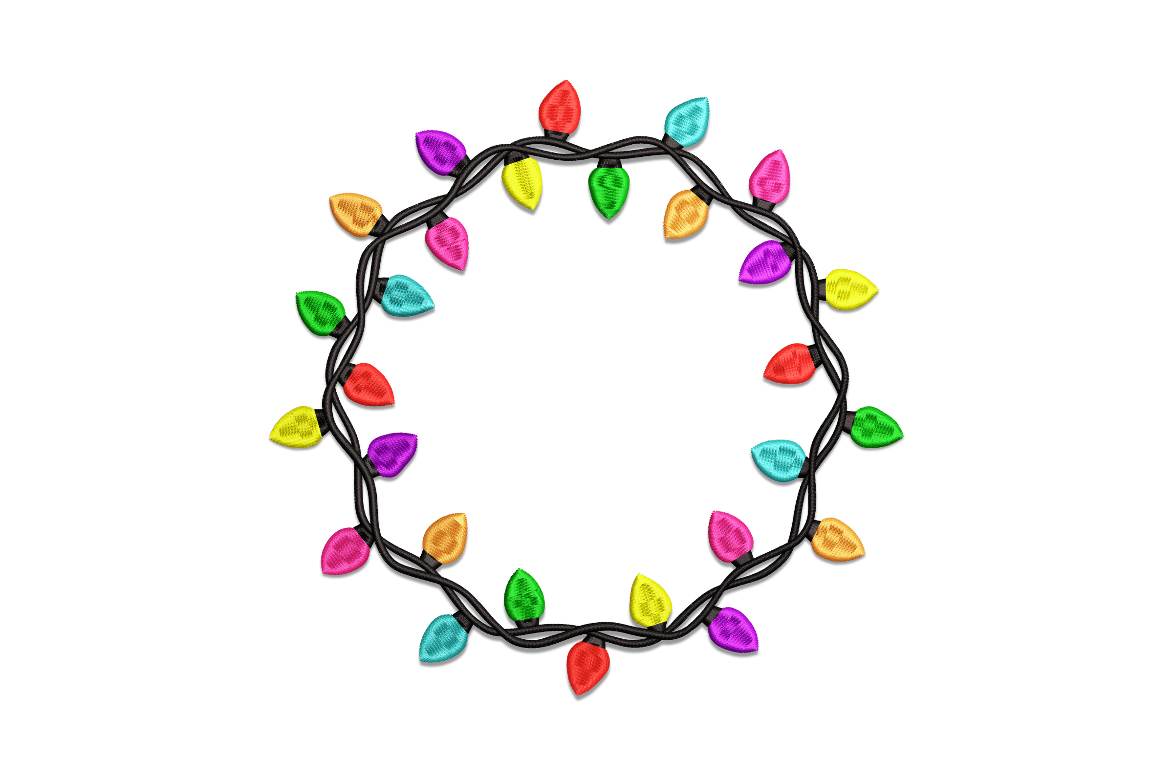 Free Christmas Lights Oval Frame Embroidery Design