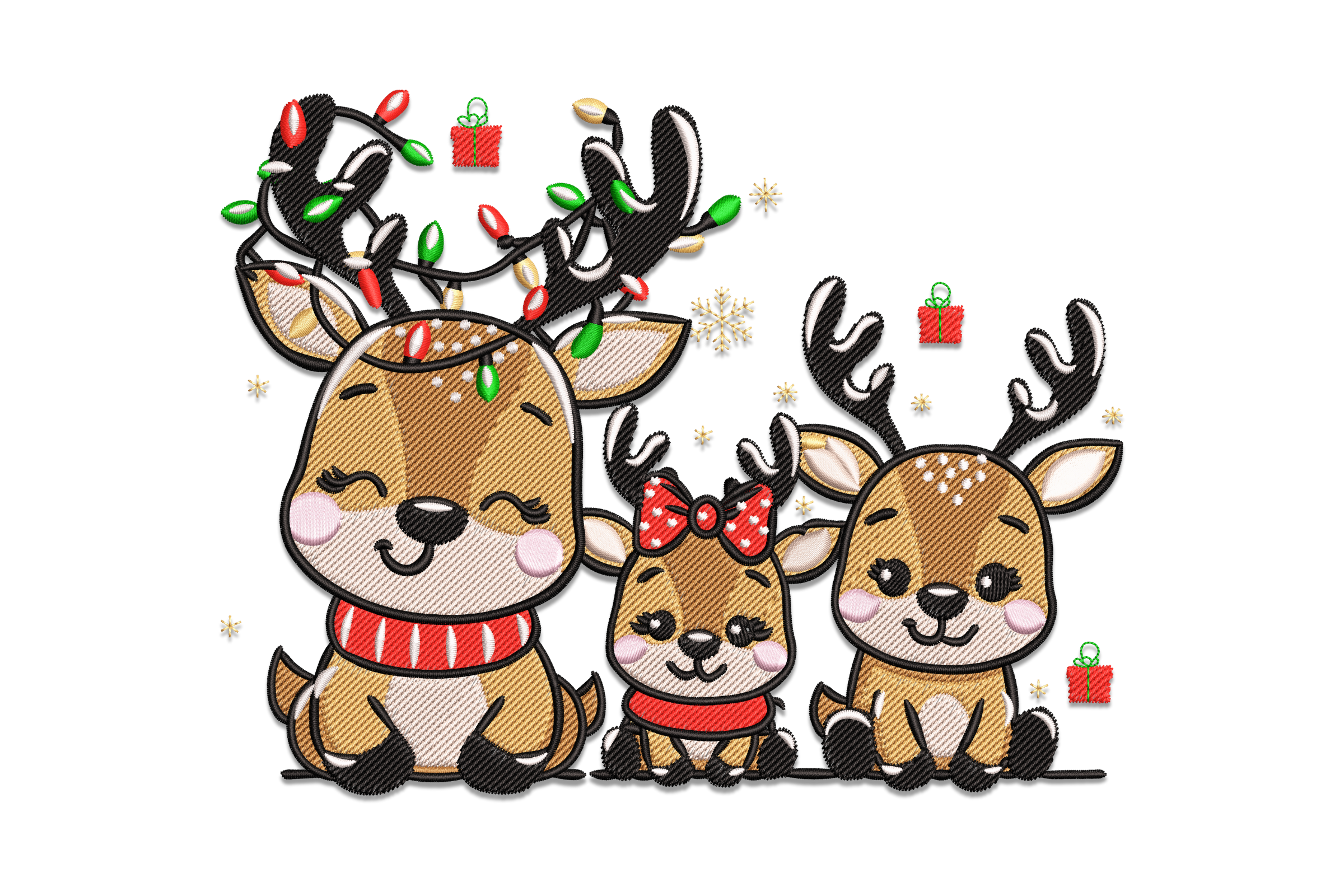 Free Christmas Reindeer Family Embroidery Design