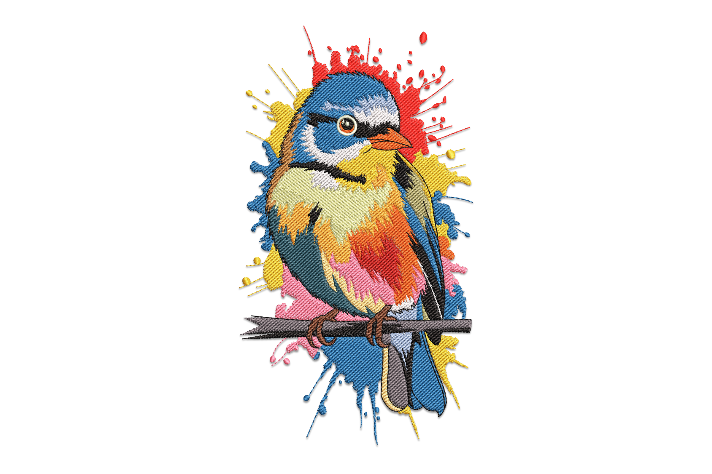 Free Color Splash Bird Embroidery Design - Embroidery Lover