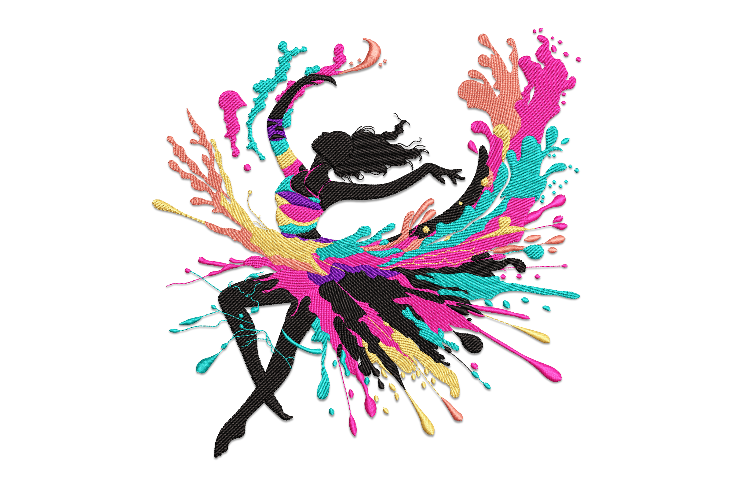 Free Color Splash Dancer Embroidery Design