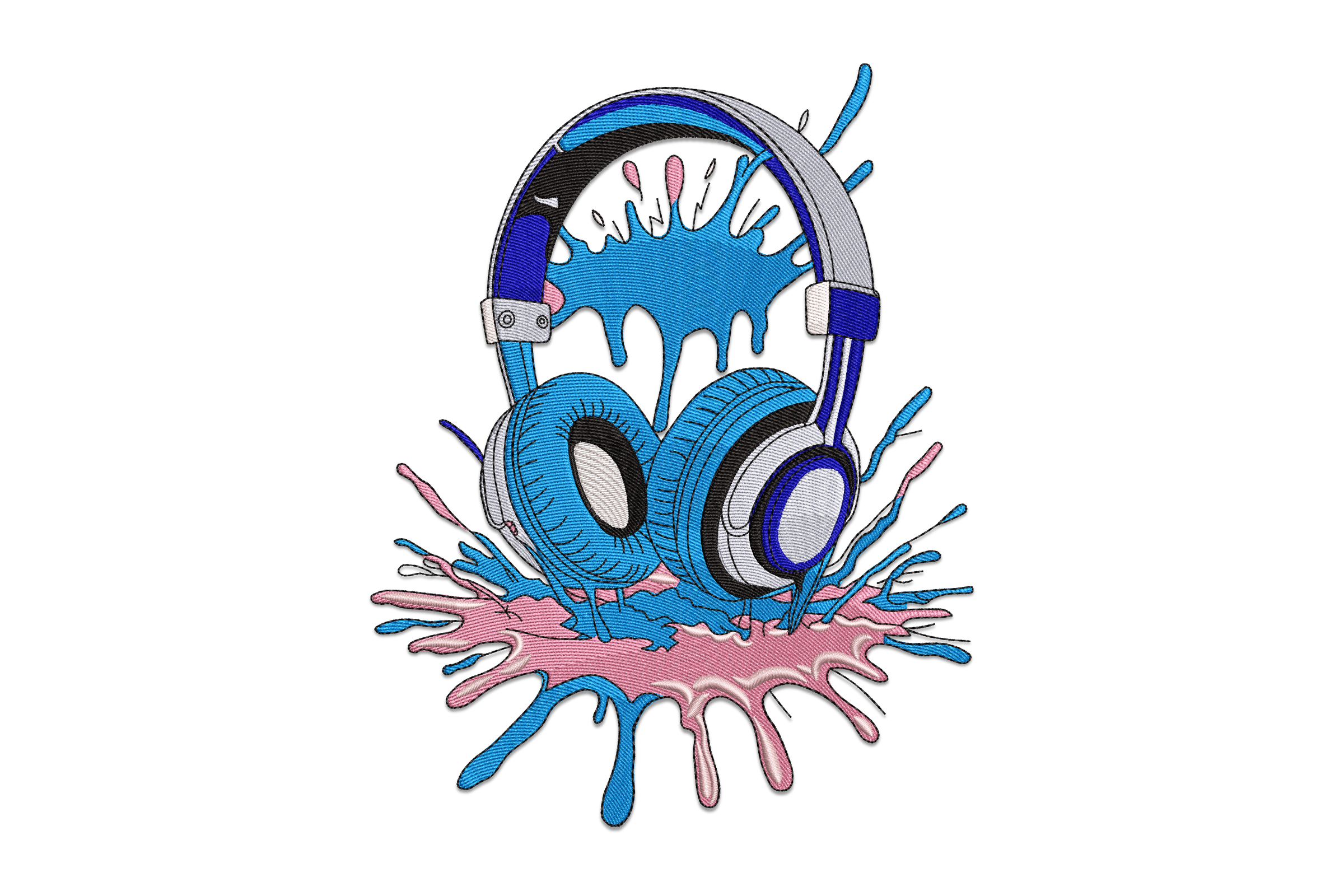Free Color Splash Headphones Embroidery Design