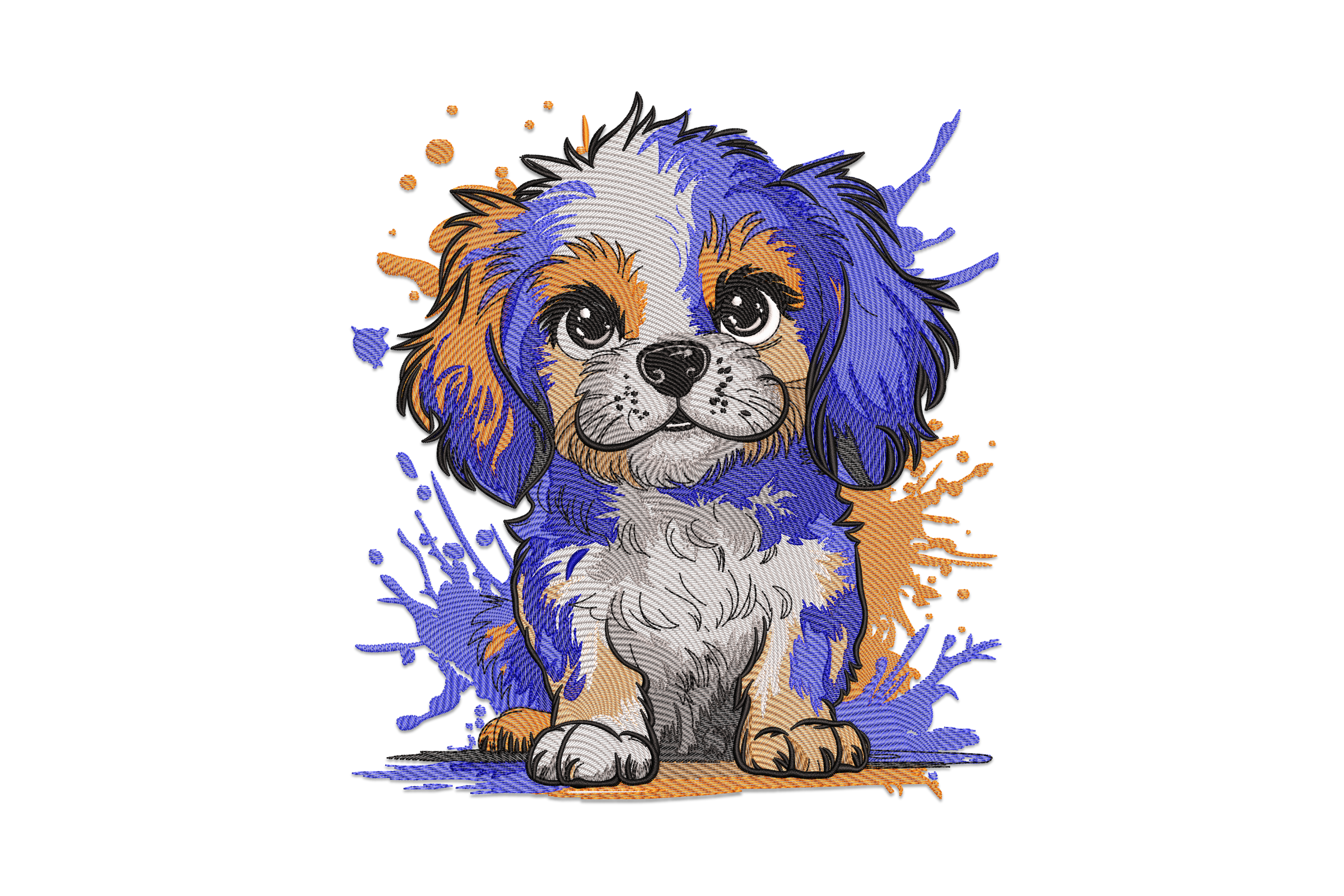 Color Splash Puppy Embroidery Design - Embroidery Lover