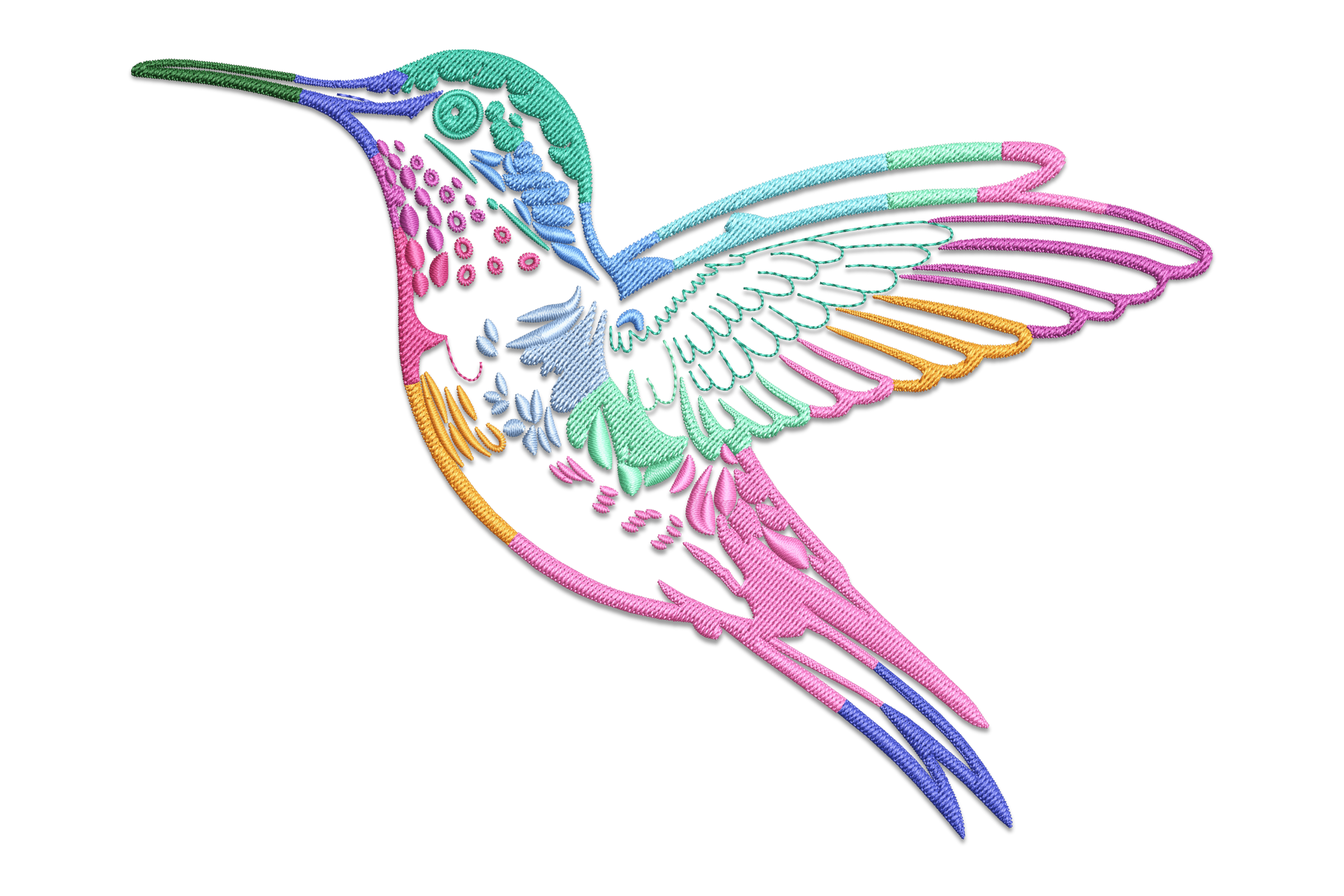 Colorful Hummingbird Embroidery Design