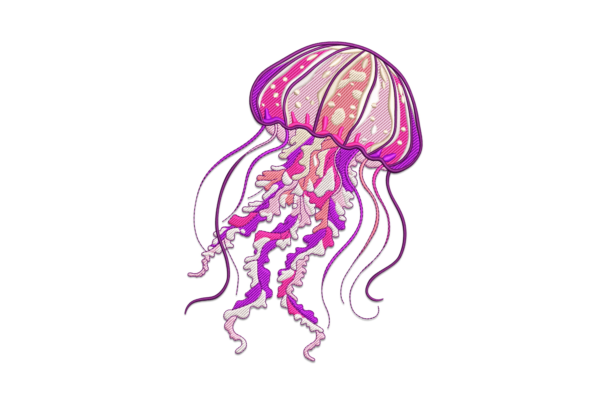 Colorful Jellyfish Embroidery Design