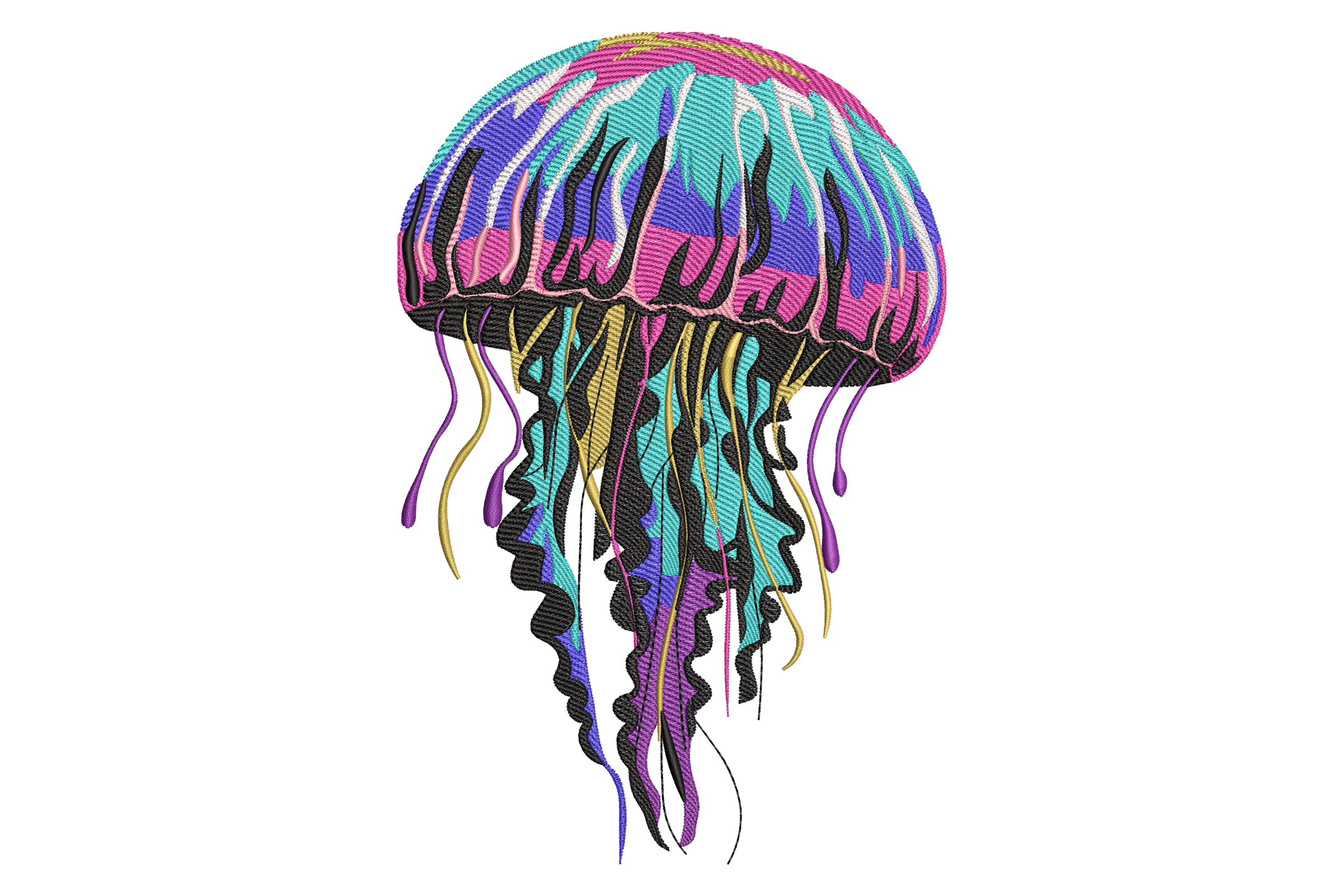 Free Colorful Jellyfish Machine Embroidery Design