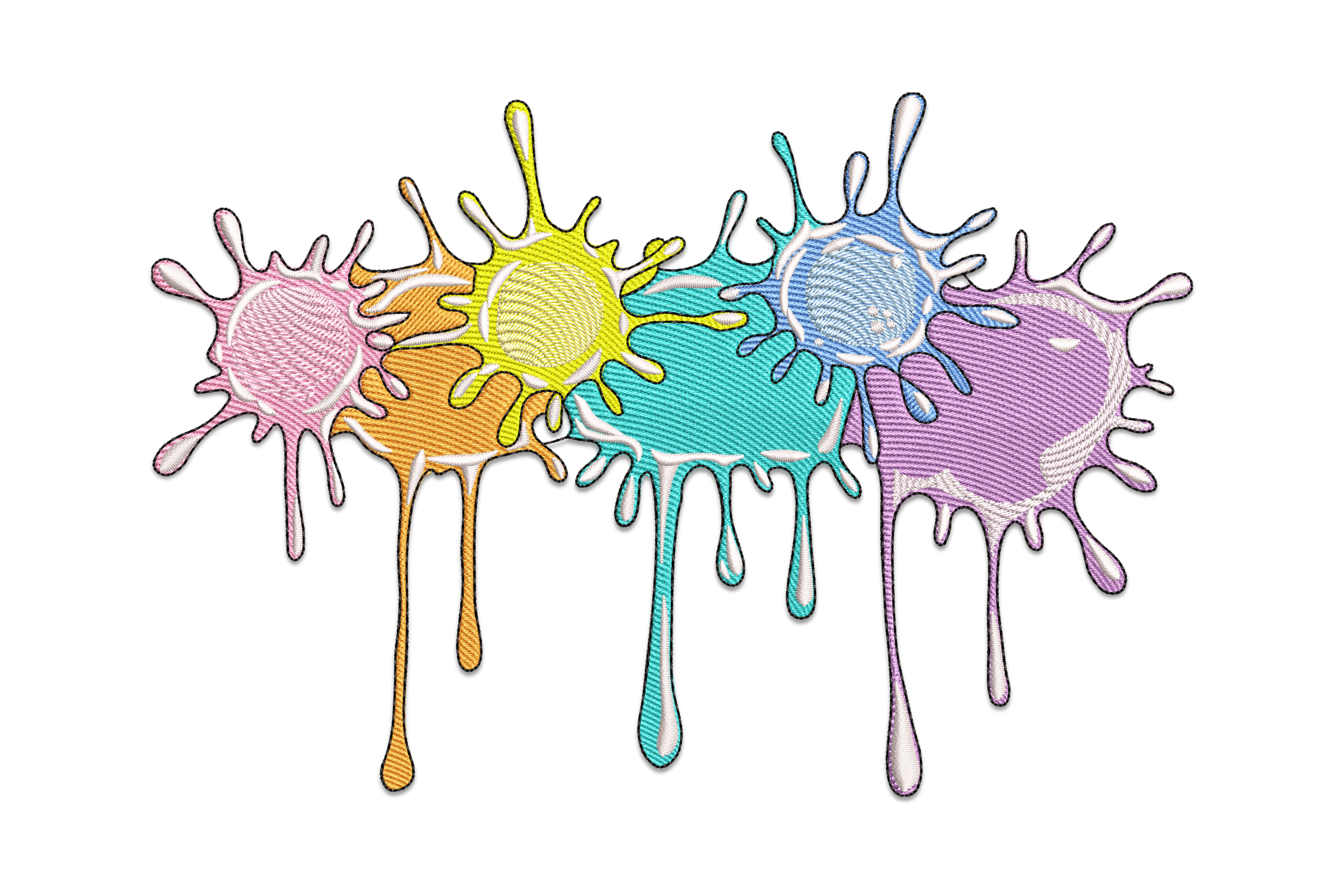Colorful Paint Splash Embroidery Design