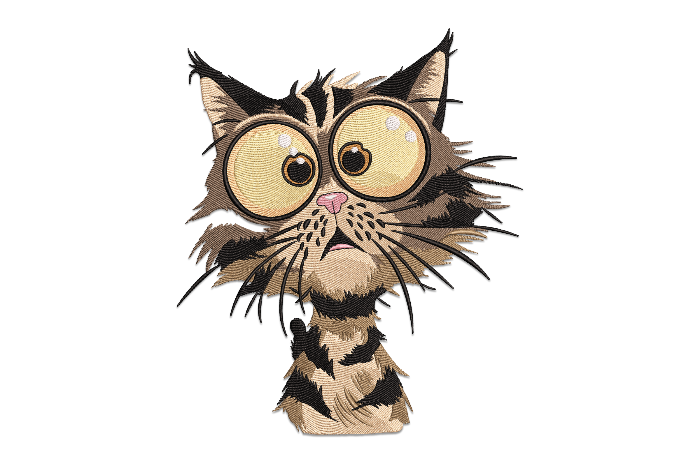 Crazy Eyed Cat Embroidery Design