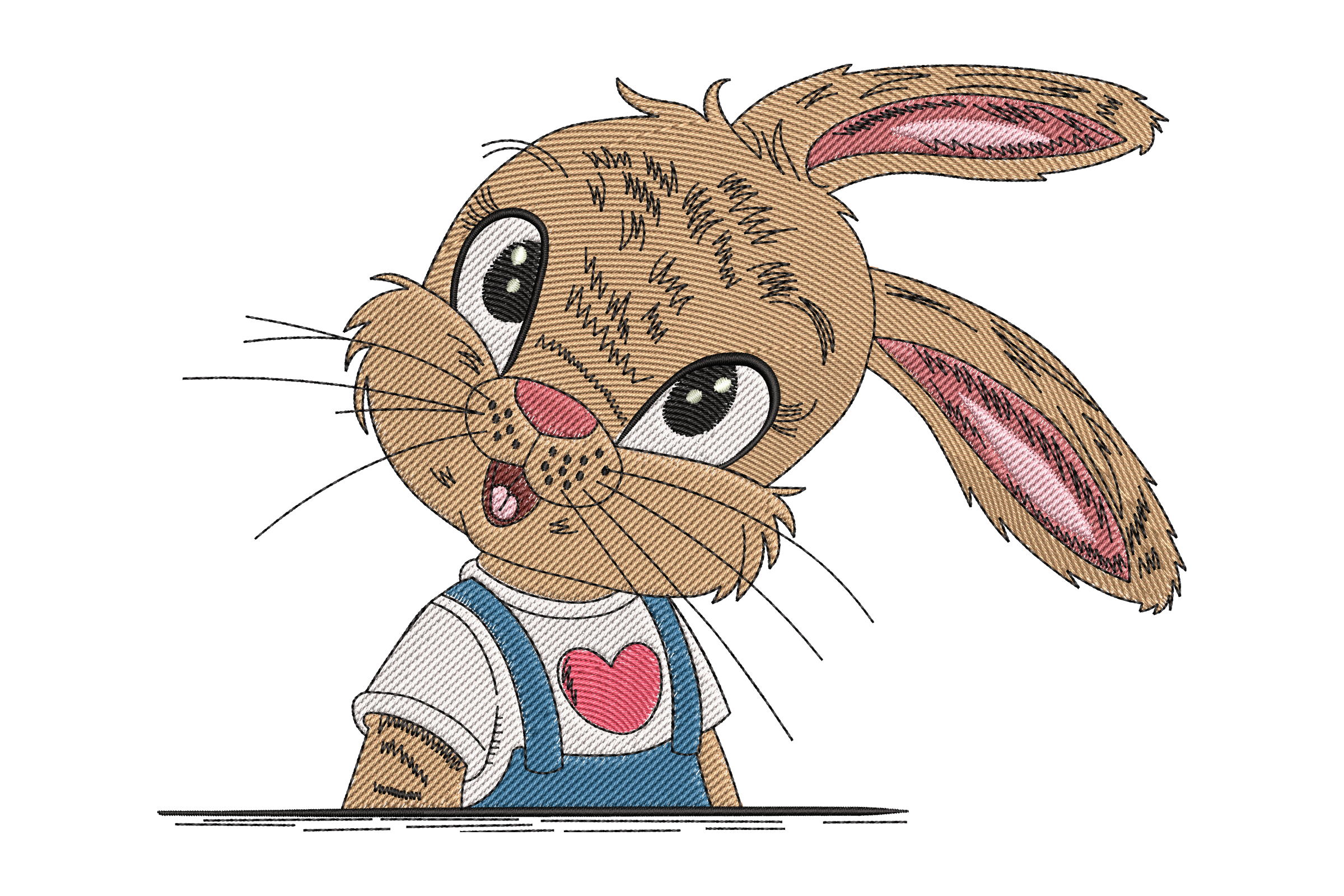 Cute Bunny in Overalls Embroidery Design