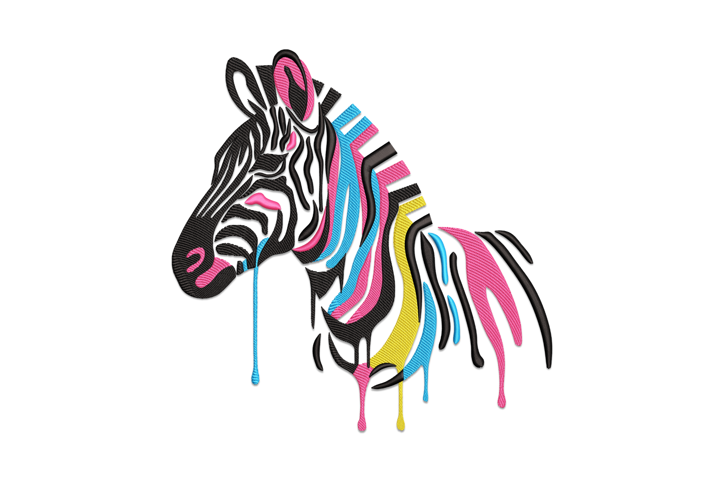 Dripping Rainbow Zebra Embroidery Design