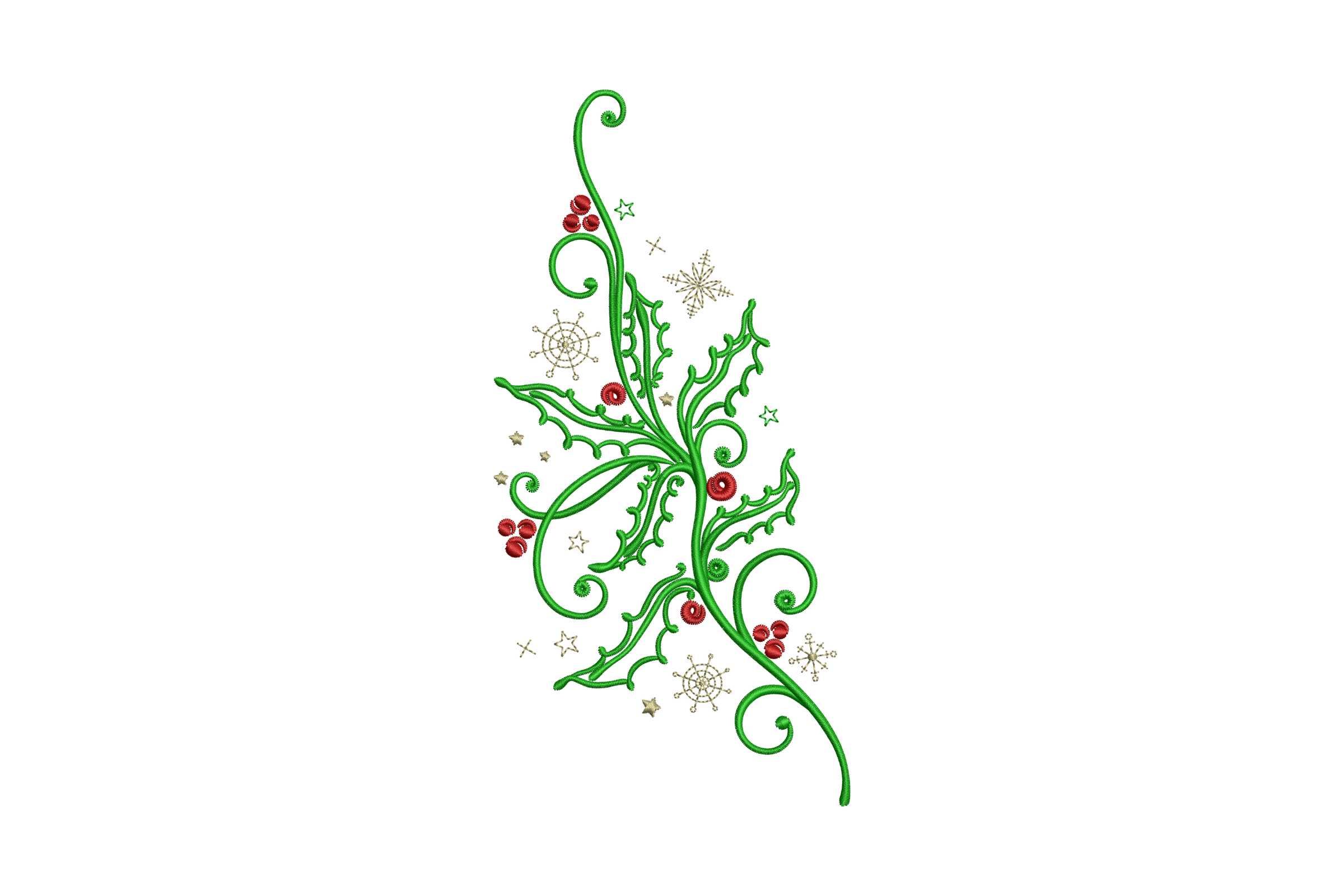 Elegant Christmas Holly Vine Embroidery Design