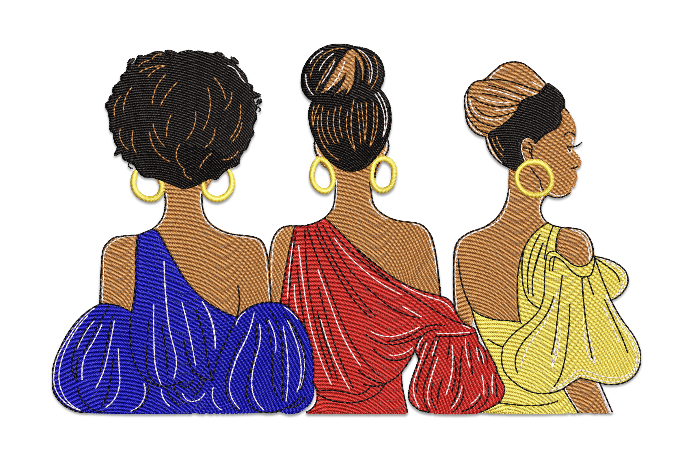 Elegant Women Trio Embroidery Design - Embroidery Lover