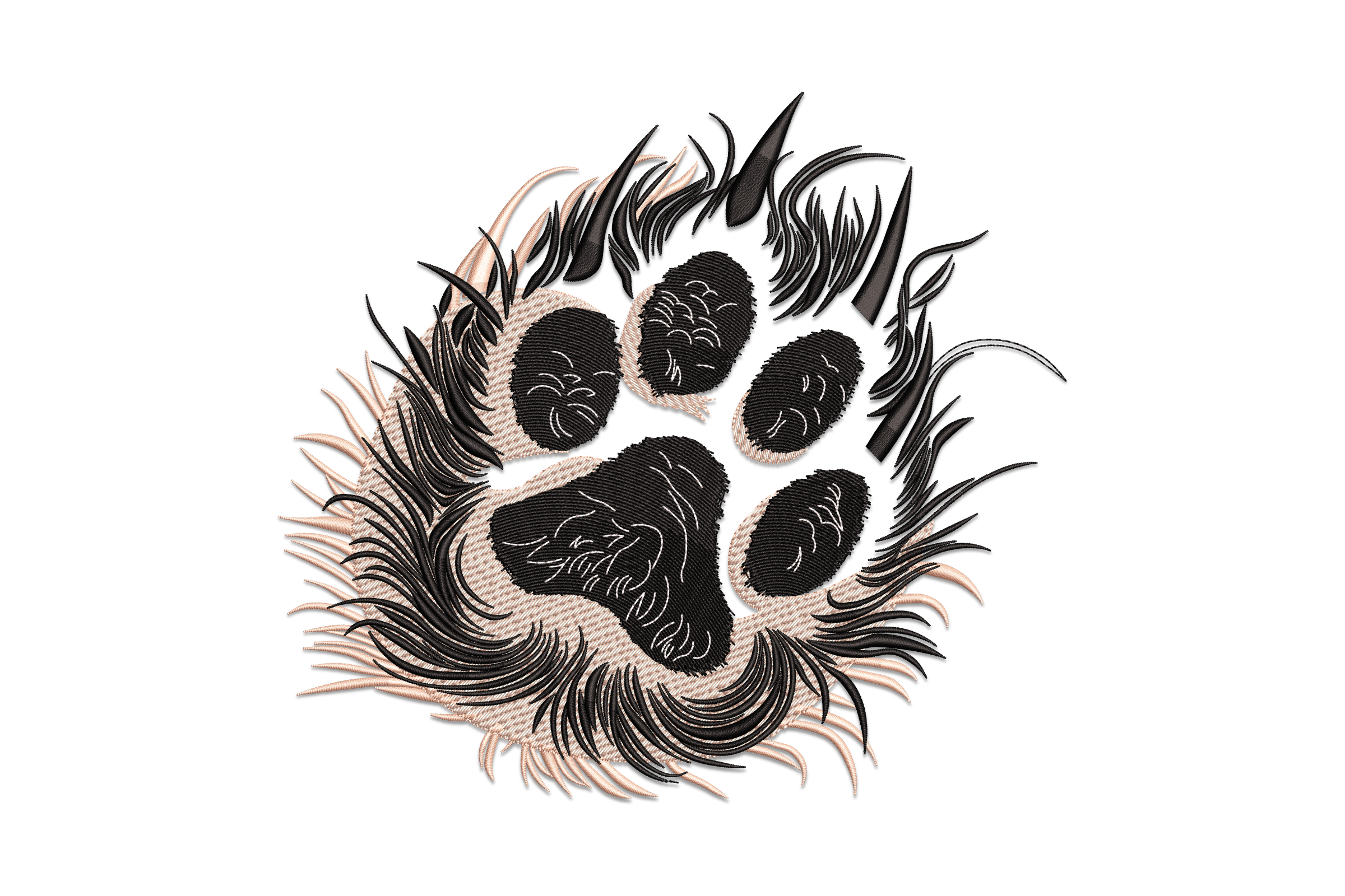 Furry Paw Print Embroidery Design