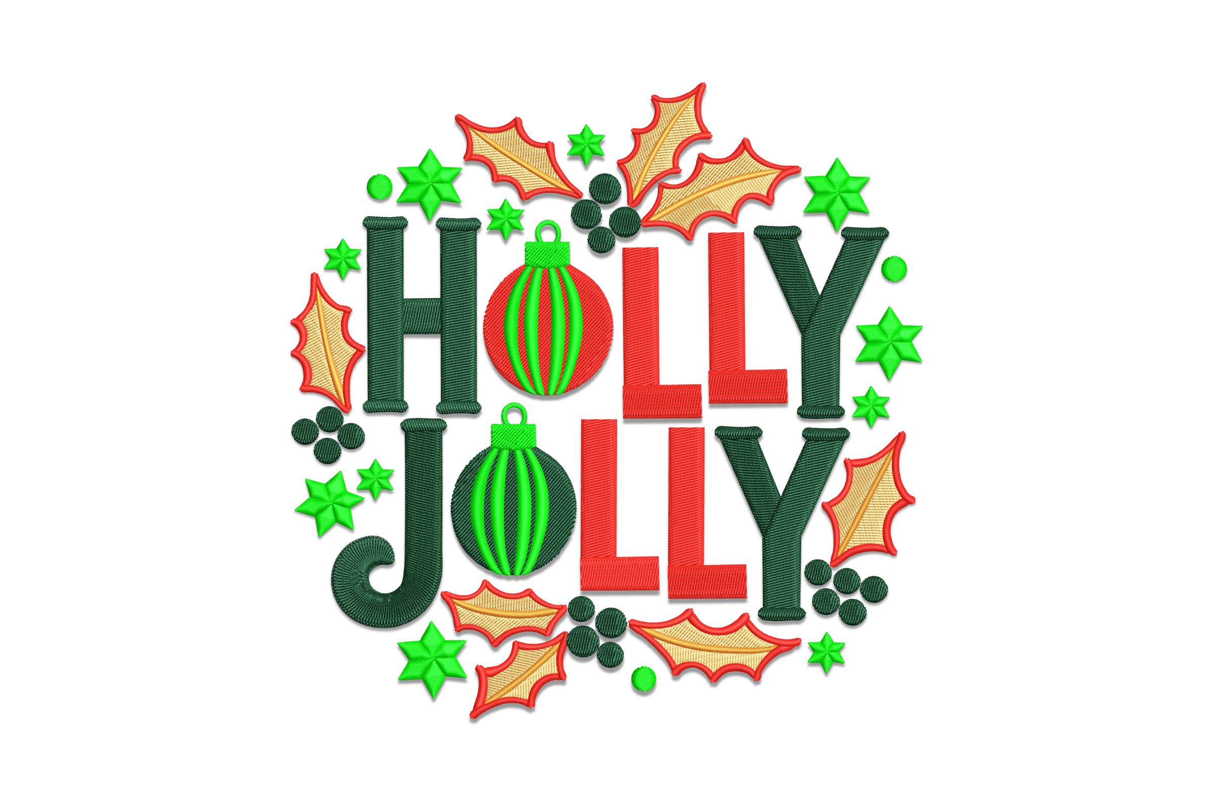 Holly Jolly Christmas Machine Embroidery Design