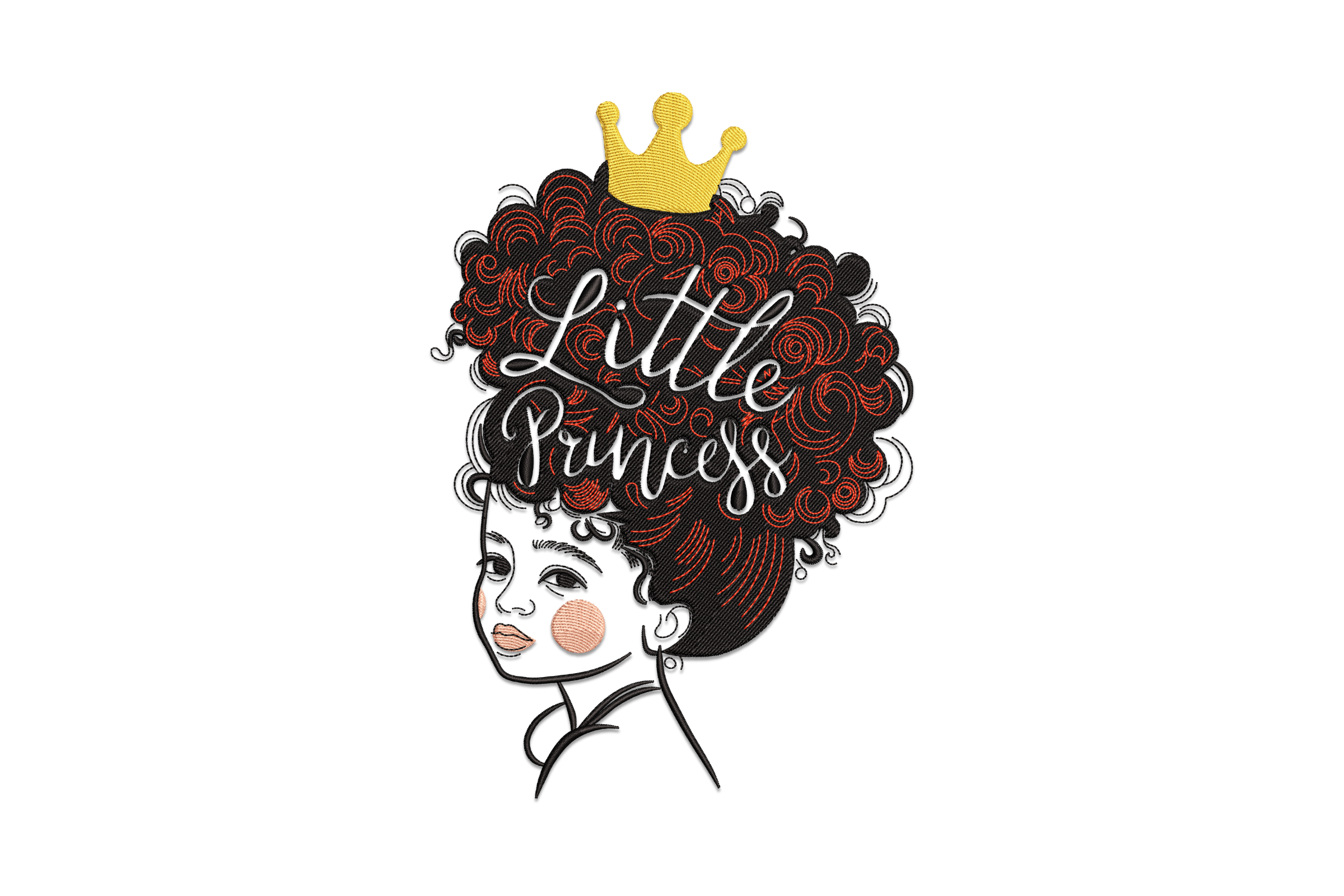 Free Little Princess Afro Girl Embroidery Design