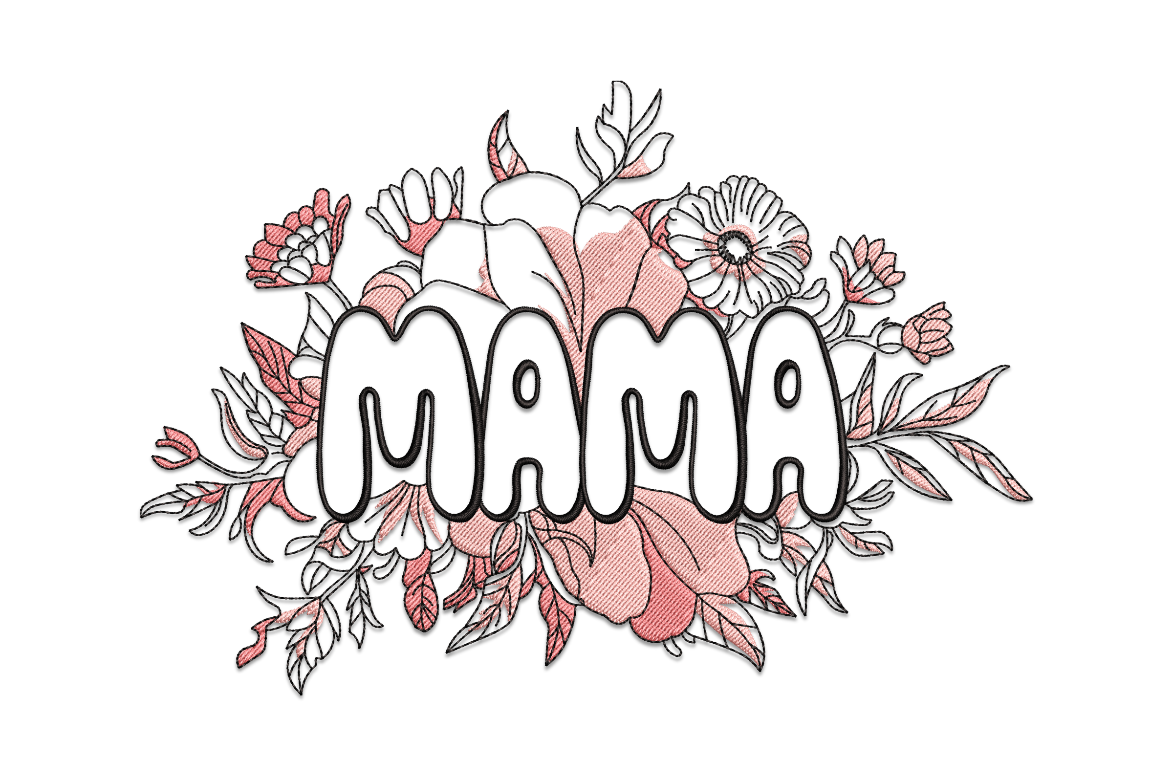 Free Mama Floral Text Embroidery Design - Embroidery Lover