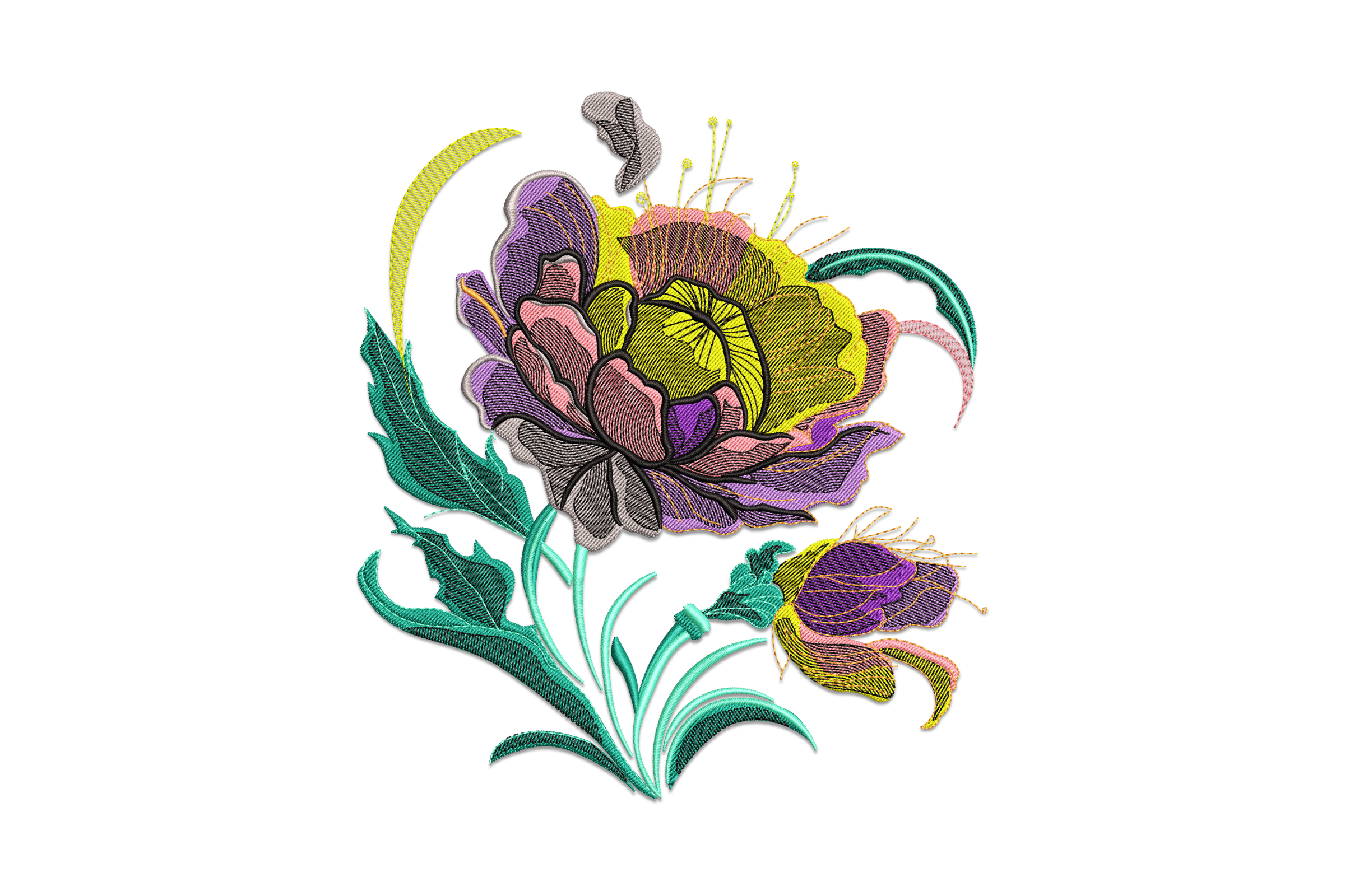 Free Multicolor Floral Embroidery Design - Embroidery Lover
