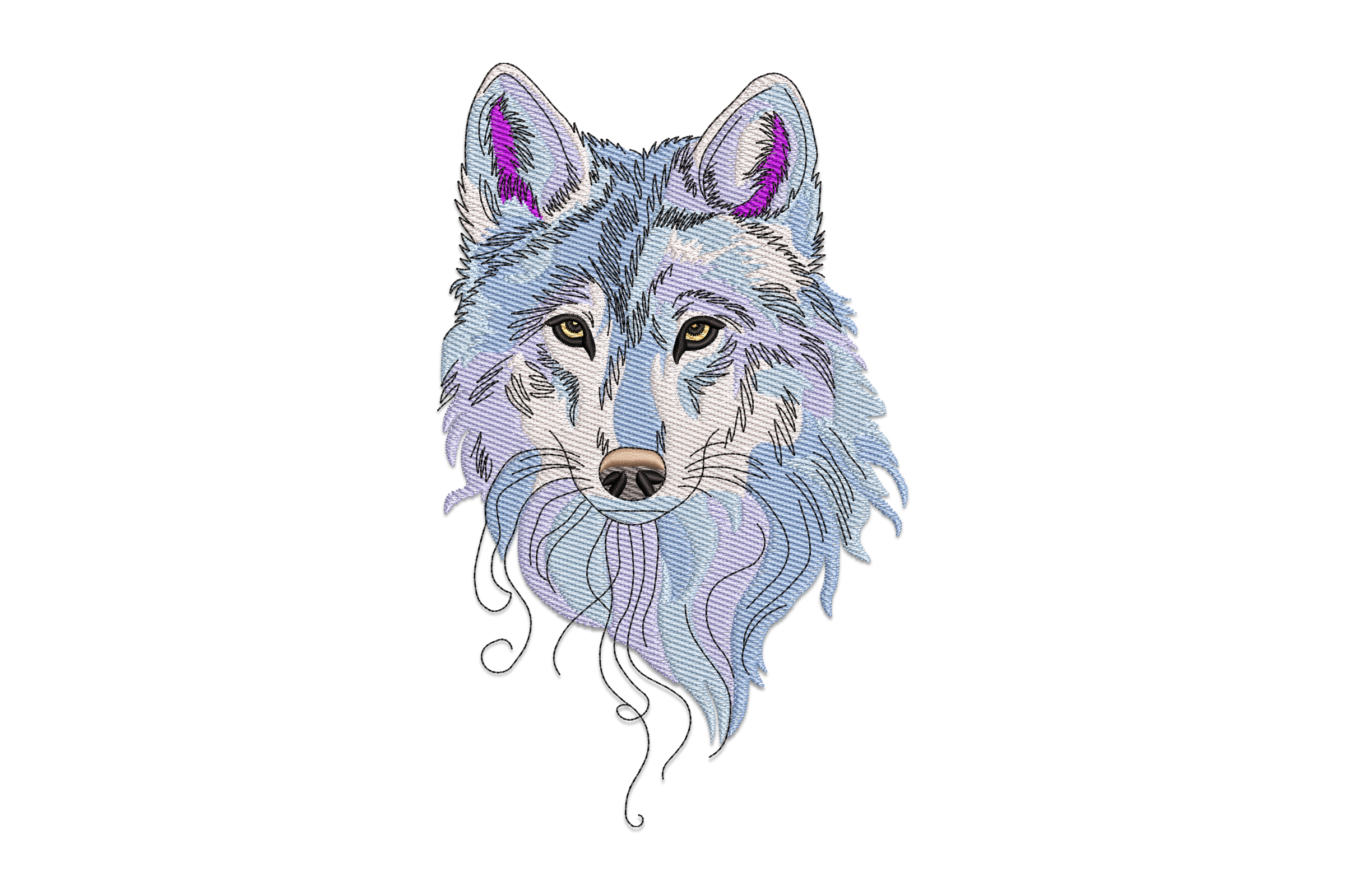 Free Pastel Wolf Head Embroidery Design - Embroidery Lover