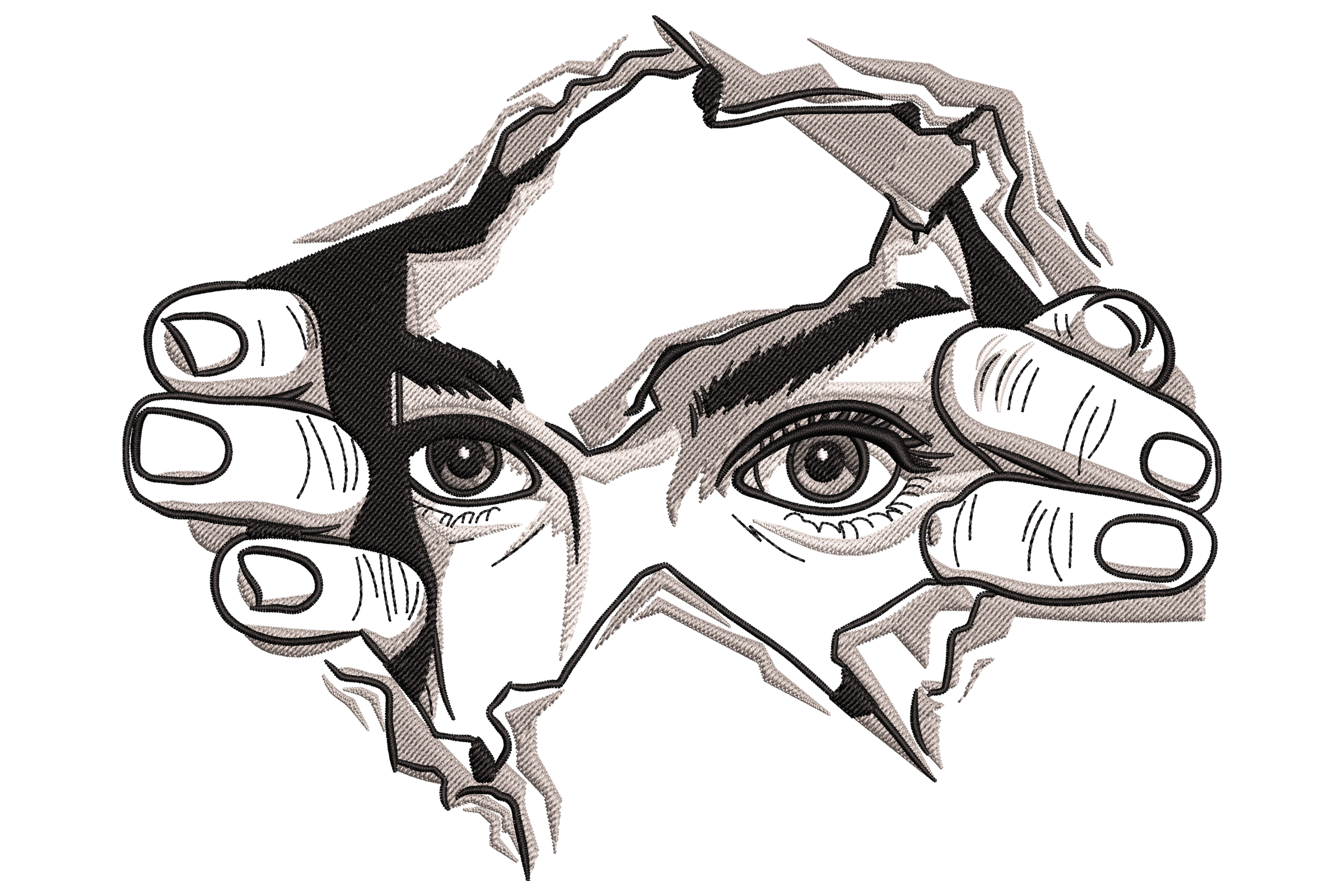 Free Peek-A-Boo Face Embroidery Design Hands Through Paper