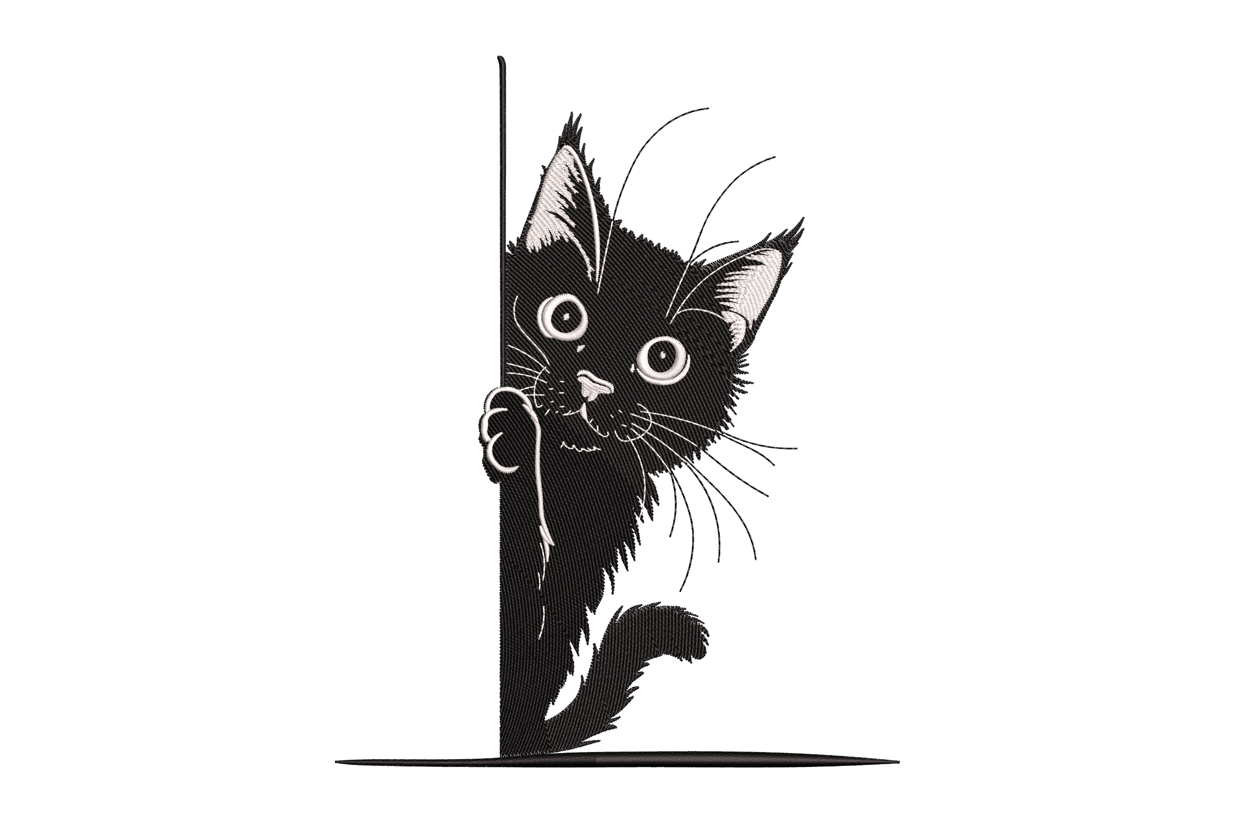 Peeking Black Cat Embroidery Design