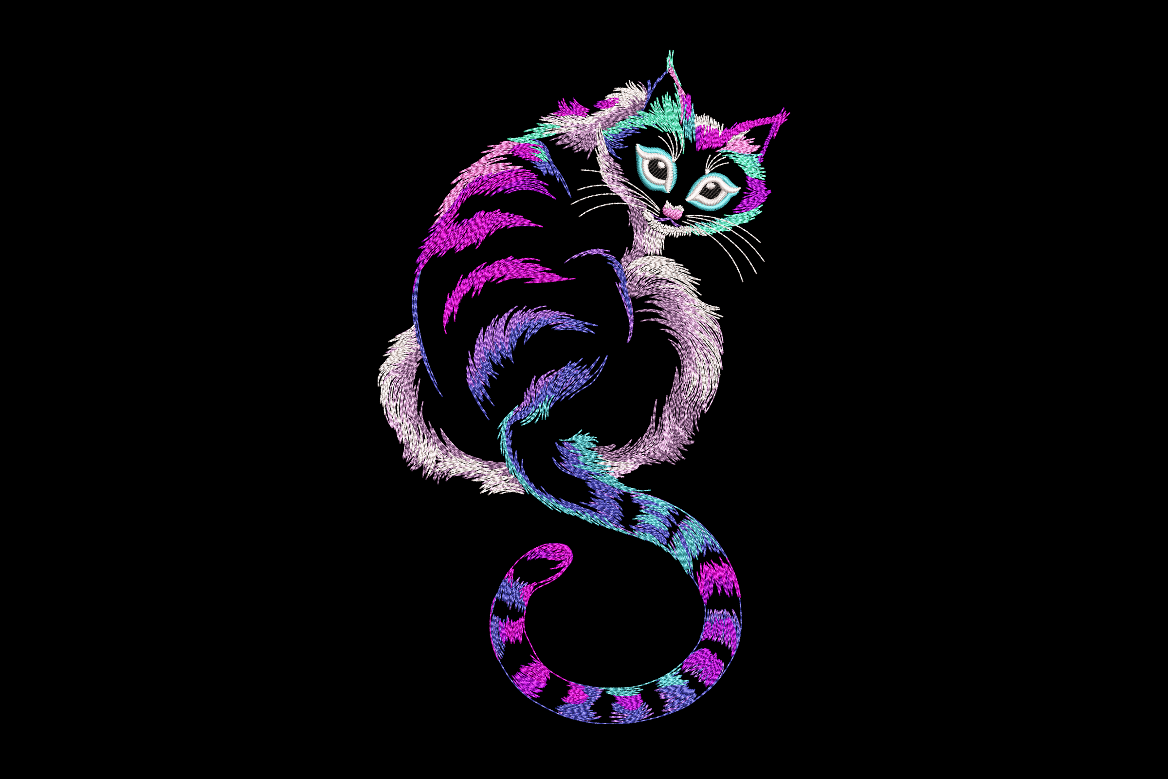 Psychedelic Cat Embroidery Design