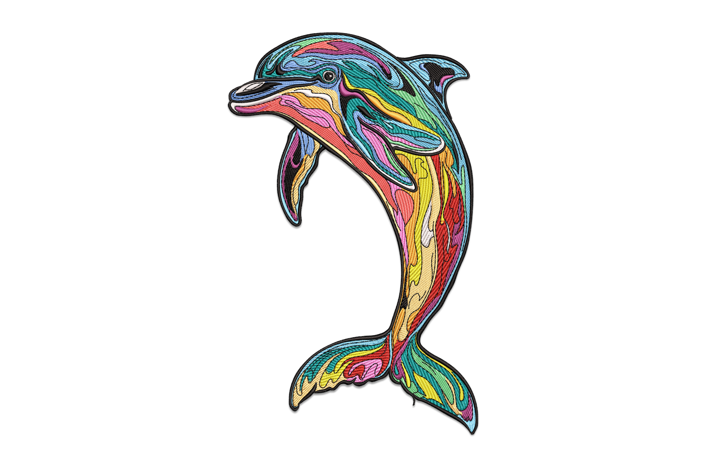 Psychedelic Dolphin Embroidery Design