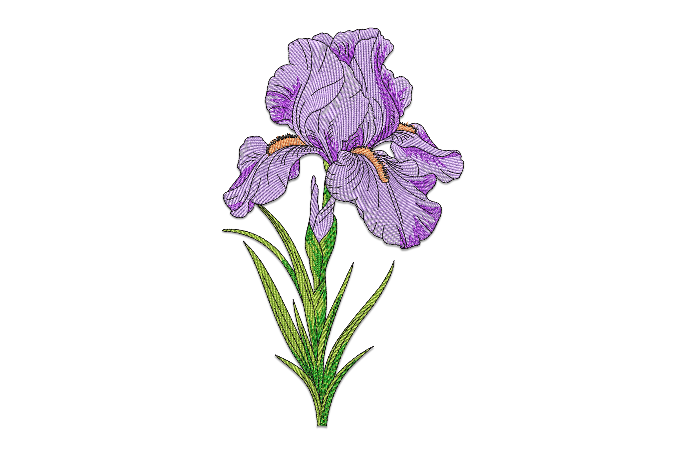 Purple Iris Flower Embroidery Design