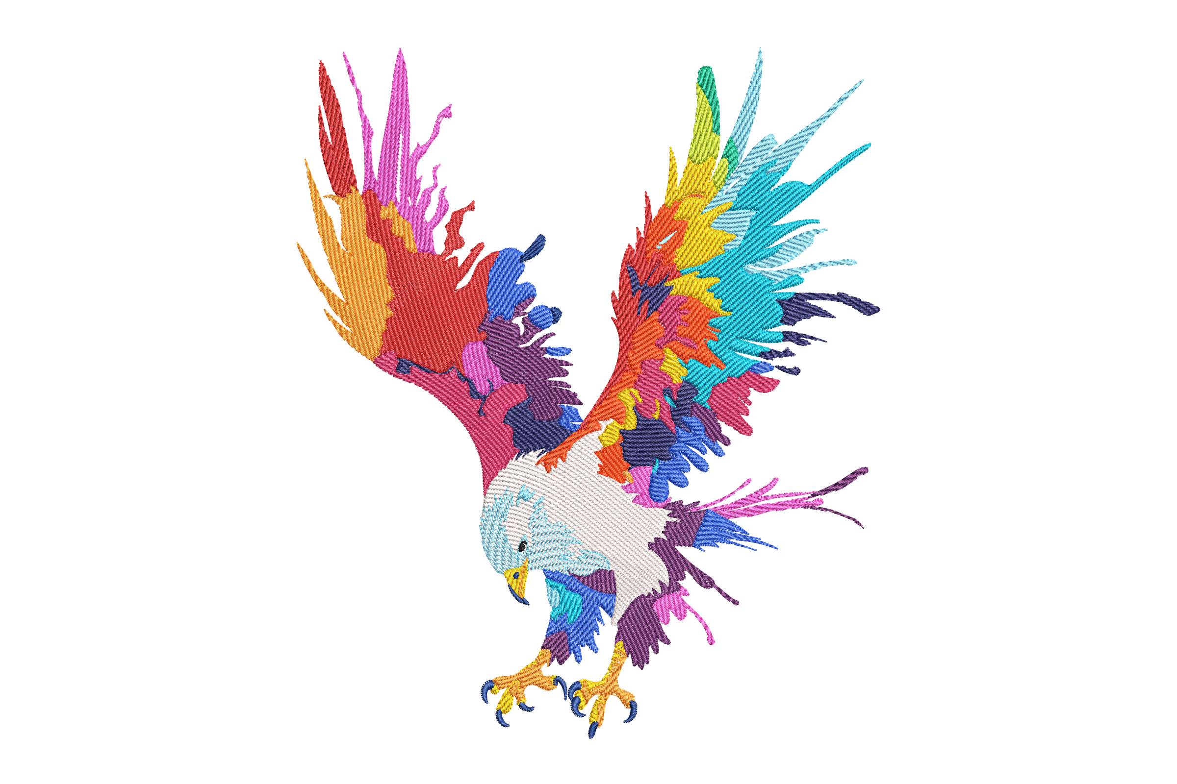 Rainbow Eagle Embroidery Design