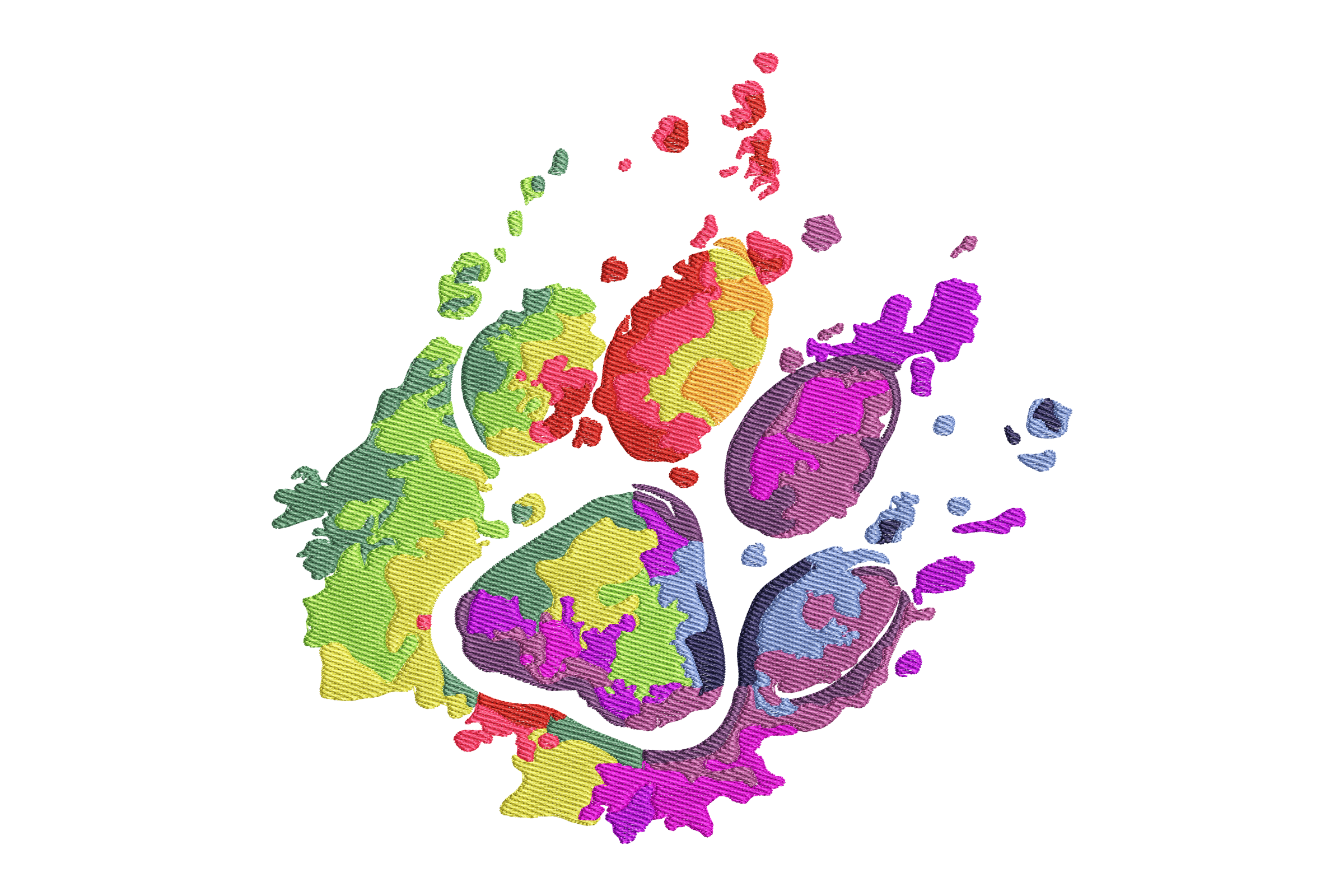 Rainbow Paw Print Embroidery Design
