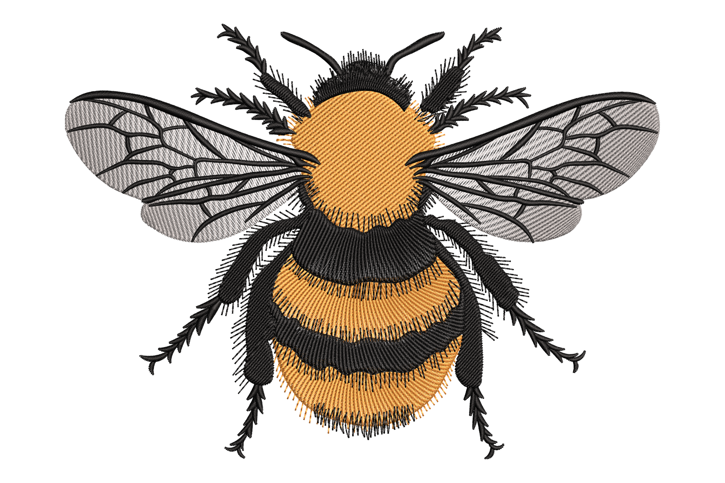 Realistic Honey Bee Embroidery Design